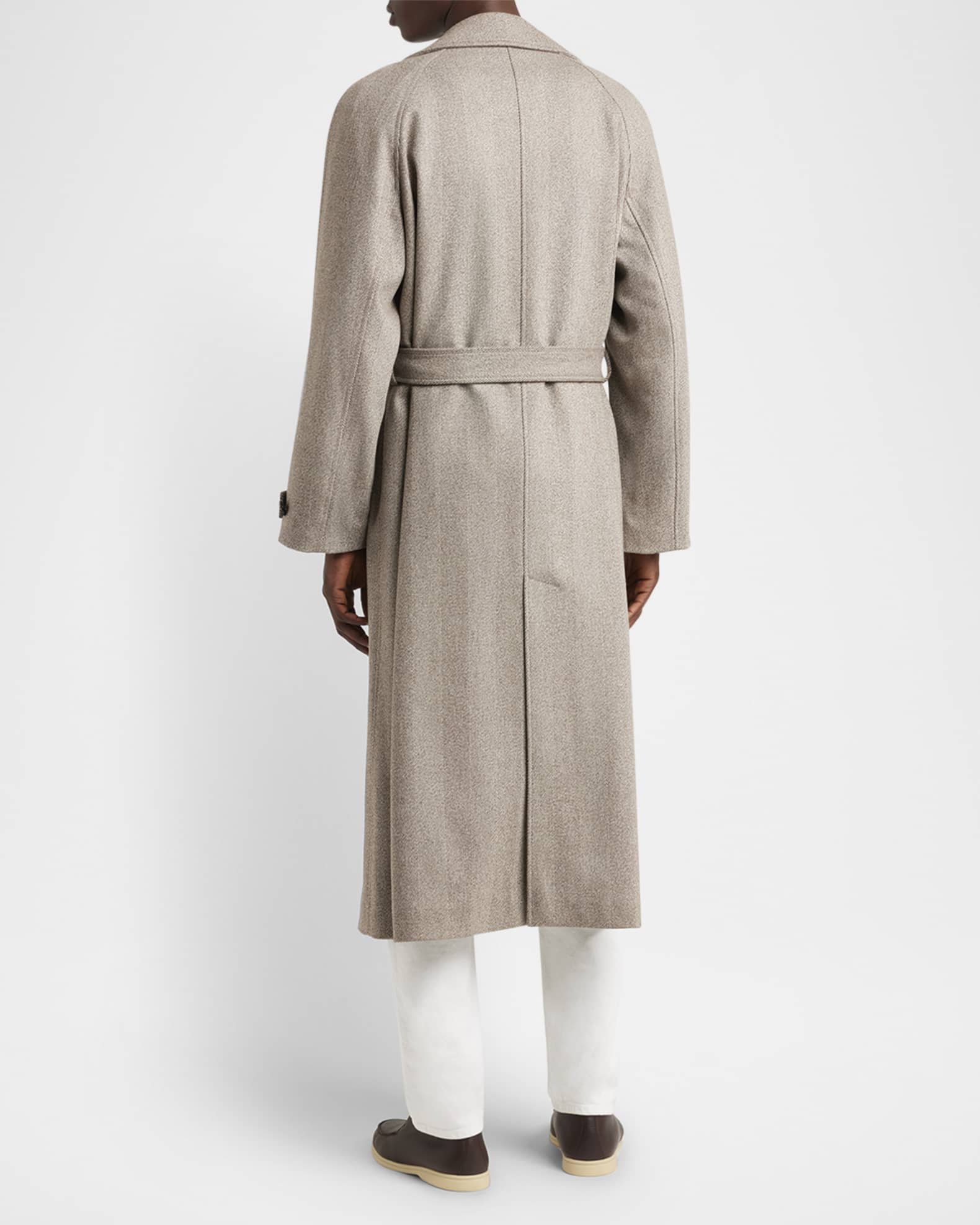 Loro Piana Men's Anthon Single-Breasted Chevron Wool Coat | Neiman Marcus