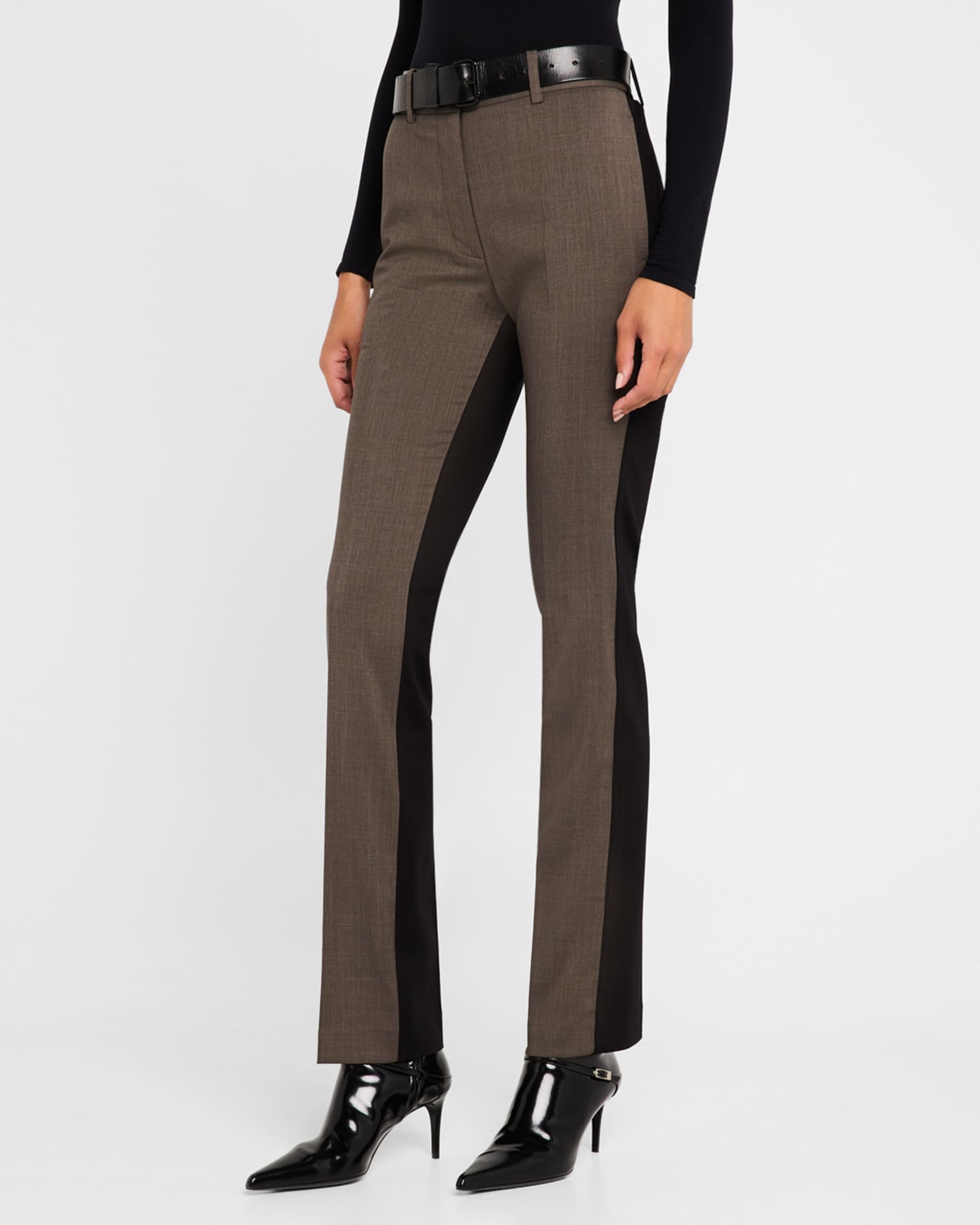 Helmut Lang Slim Wool Combo Pants | Neiman Marcus