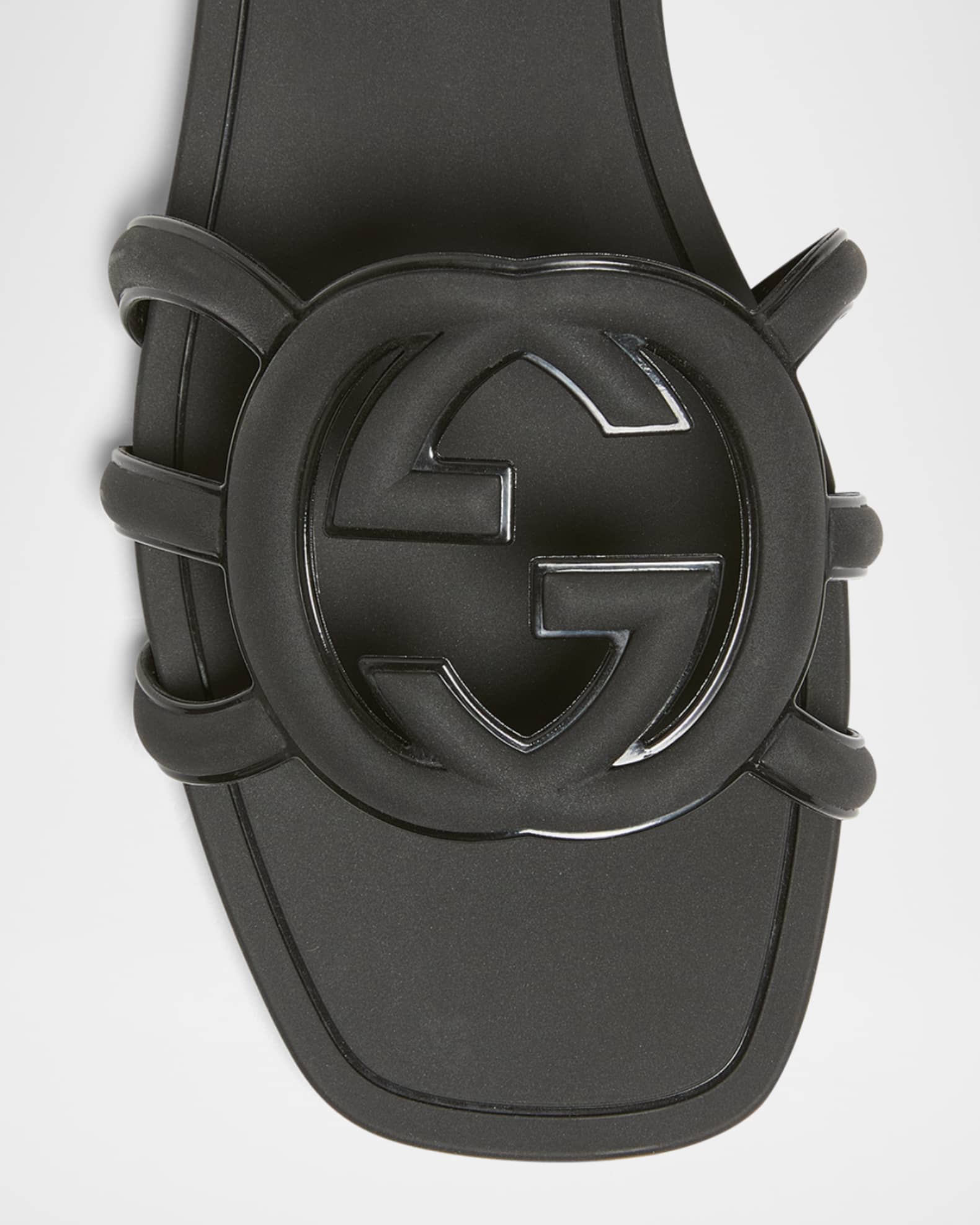 Gucci Palma GG Rubber Flat Slide Sandals | Neiman Marcus