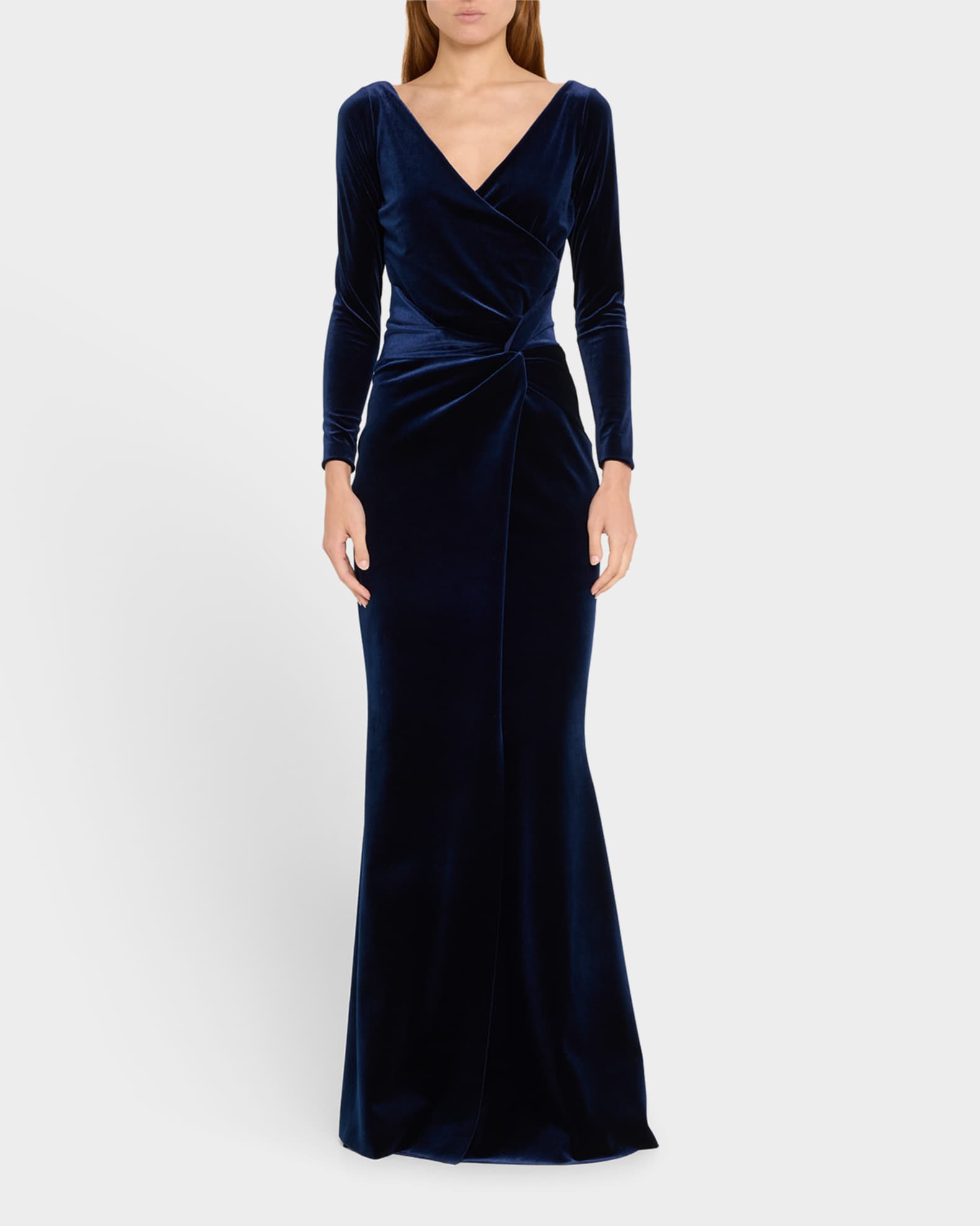 Chiara Boni La Petite Robe Axas Side-Twist Velvet Trumpet Gown | Neiman ...