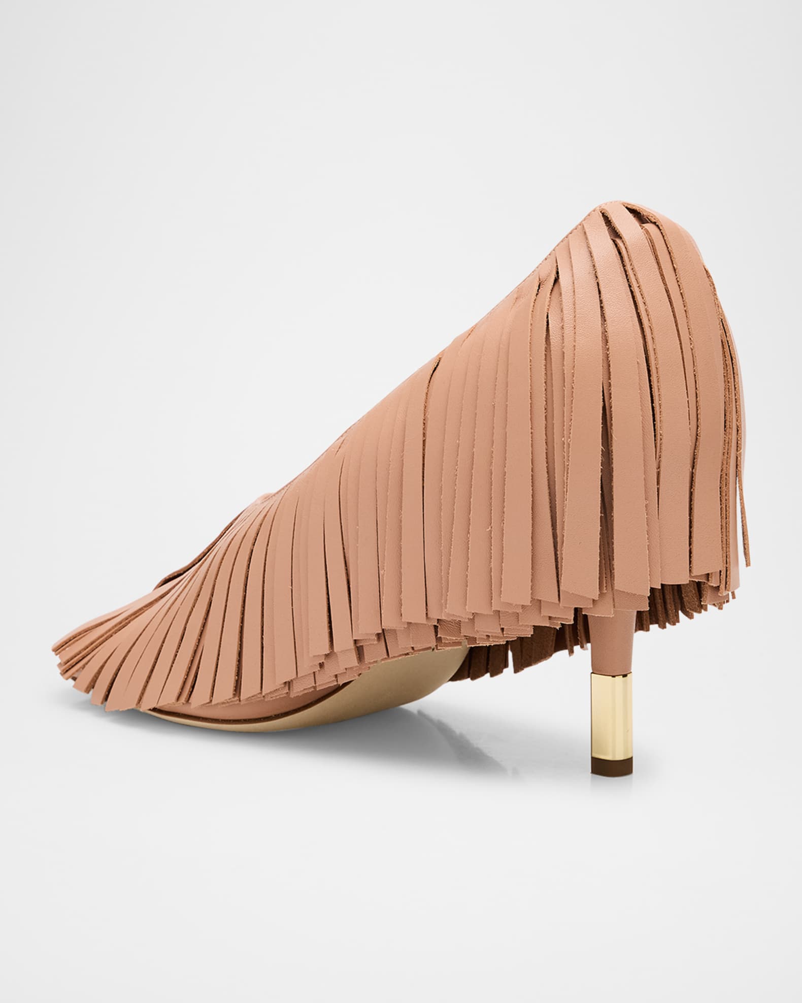 Chloe Mona Leather Fringe Peep-Toe Pumps | Neiman Marcus