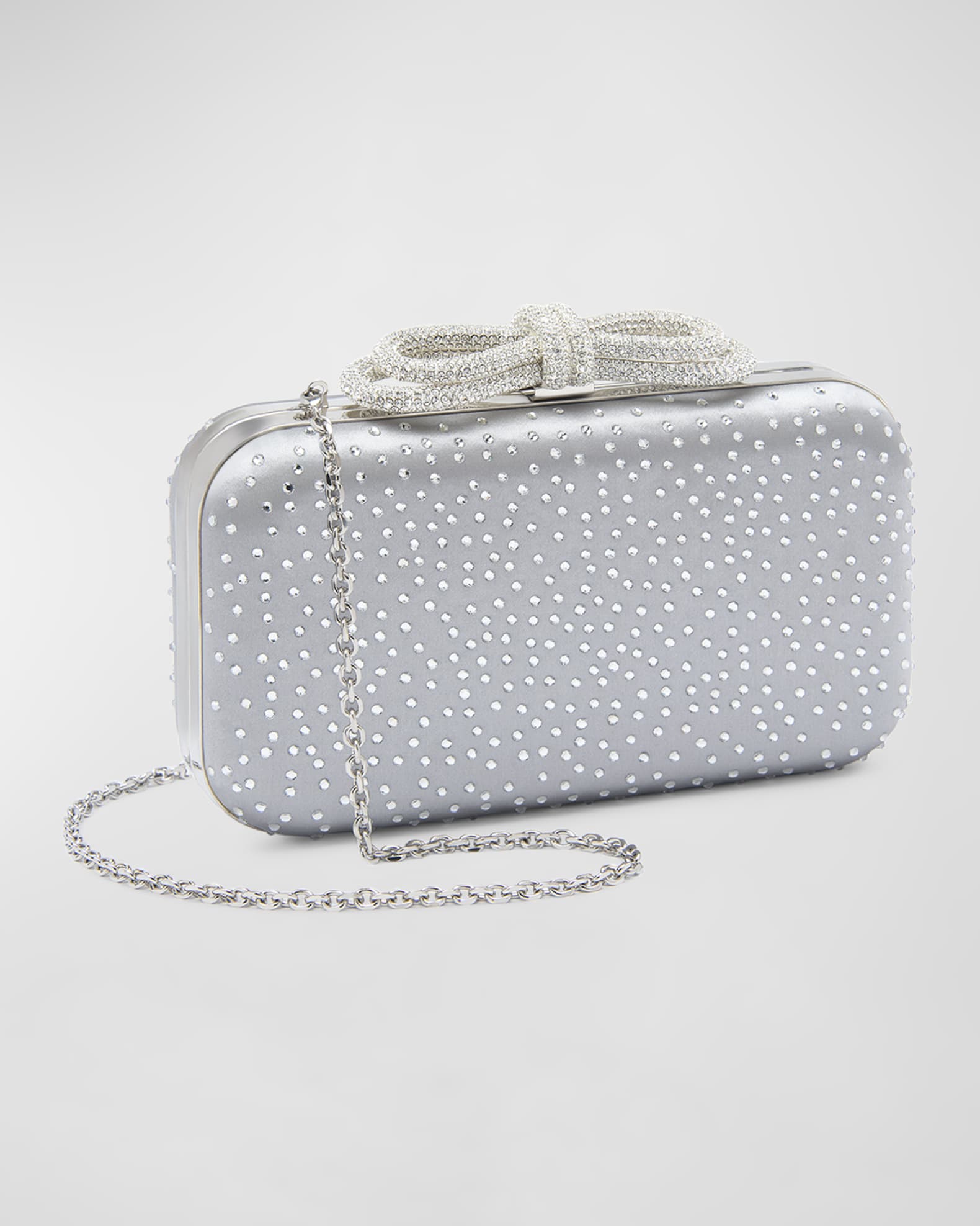 MACH & MACH Double Bow Strass Satin Clutch Bag | Neiman Marcus