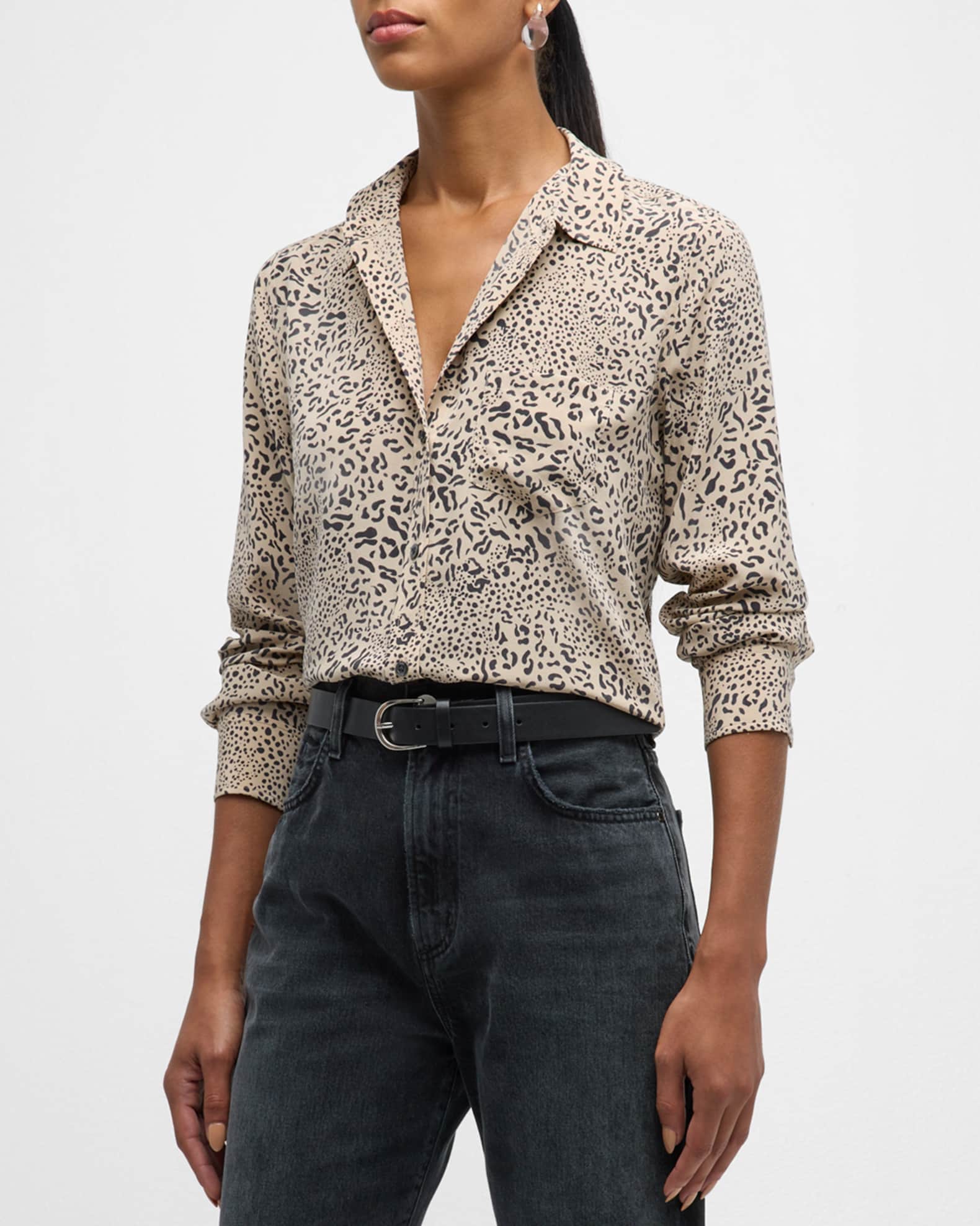 Rails Kate Button-Front Silk Shirt | Neiman Marcus
