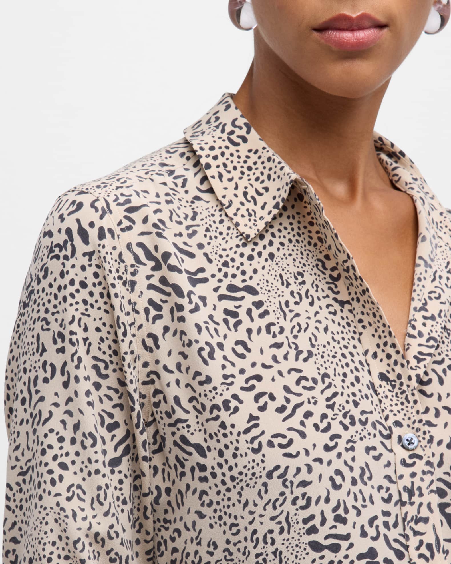 Rails Kate Button-Front Silk Shirt | Neiman Marcus