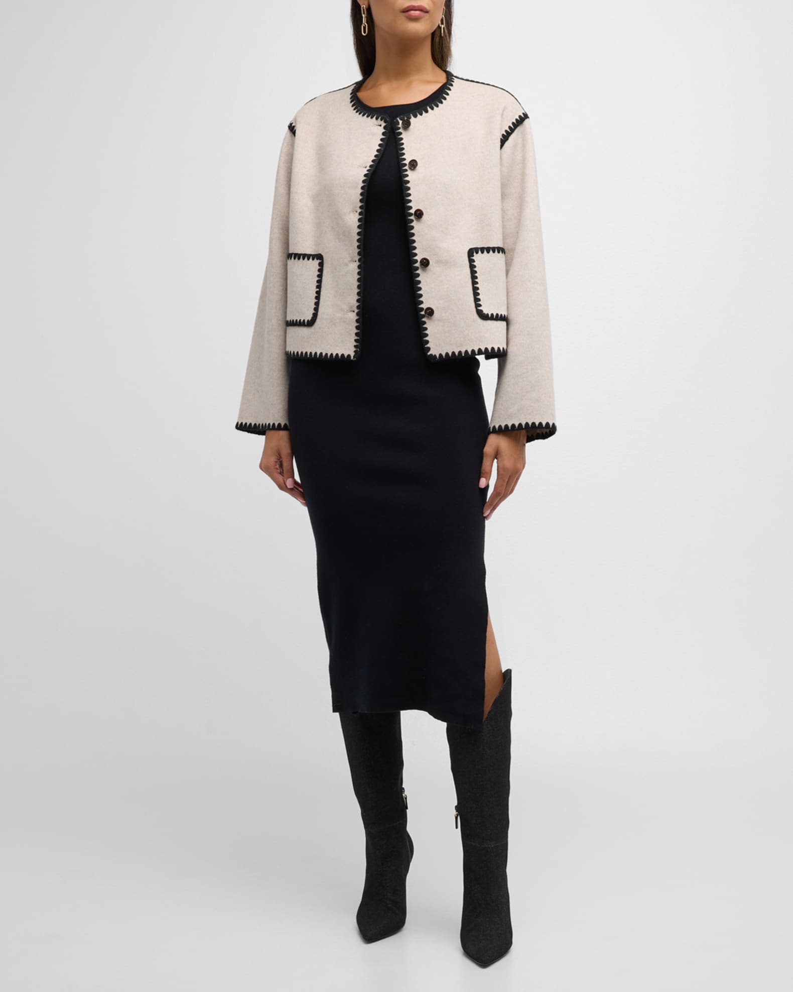 Rails Melanie Contrast Trim Wool-Blend Jacket | Neiman Marcus