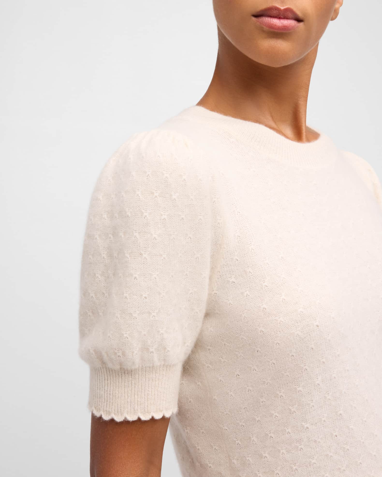 FRAME Cashmere Puff-Sleeve Sweater | Neiman Marcus