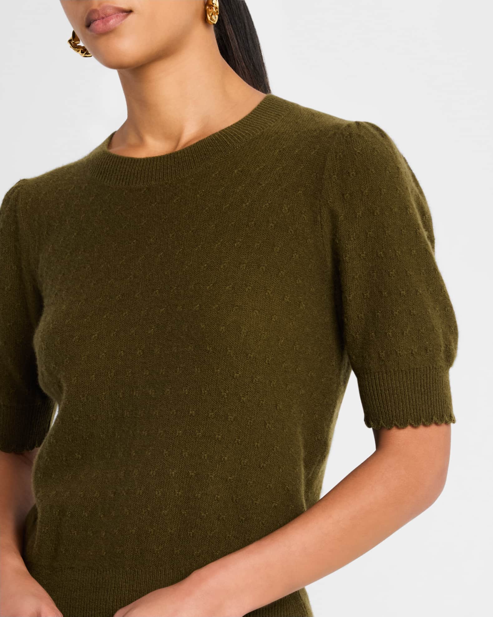 Cashmere Puff-Sleeve Sweater | Neiman Marcus