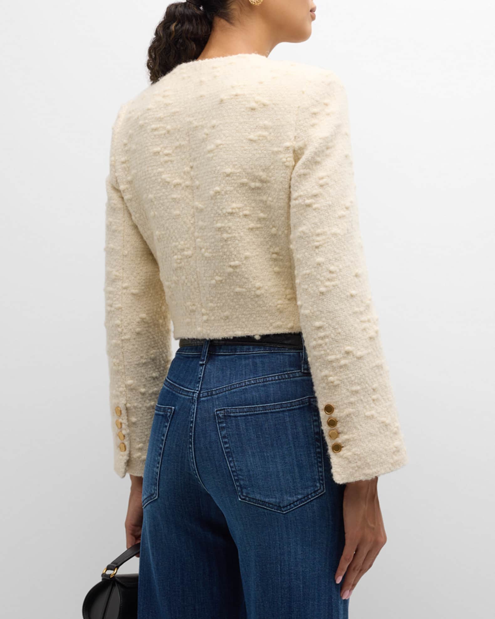 FRAME Cropped Button-Front Jacket | Neiman Marcus