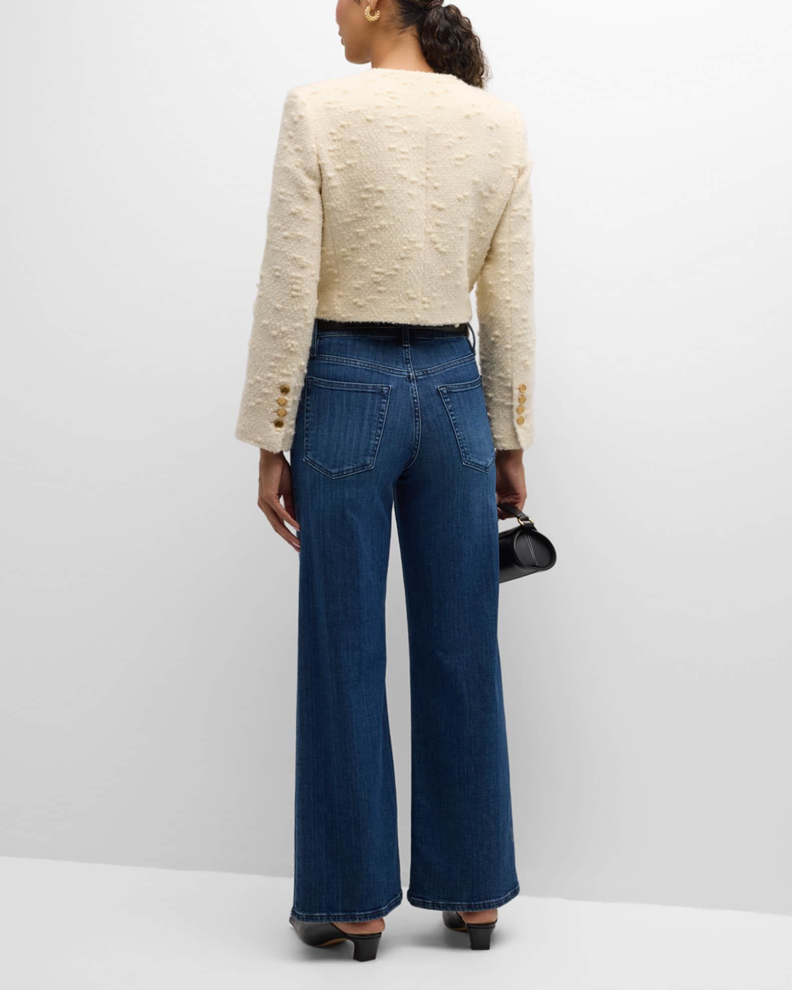FRAME Cropped Button-Front Jacket | Neiman Marcus