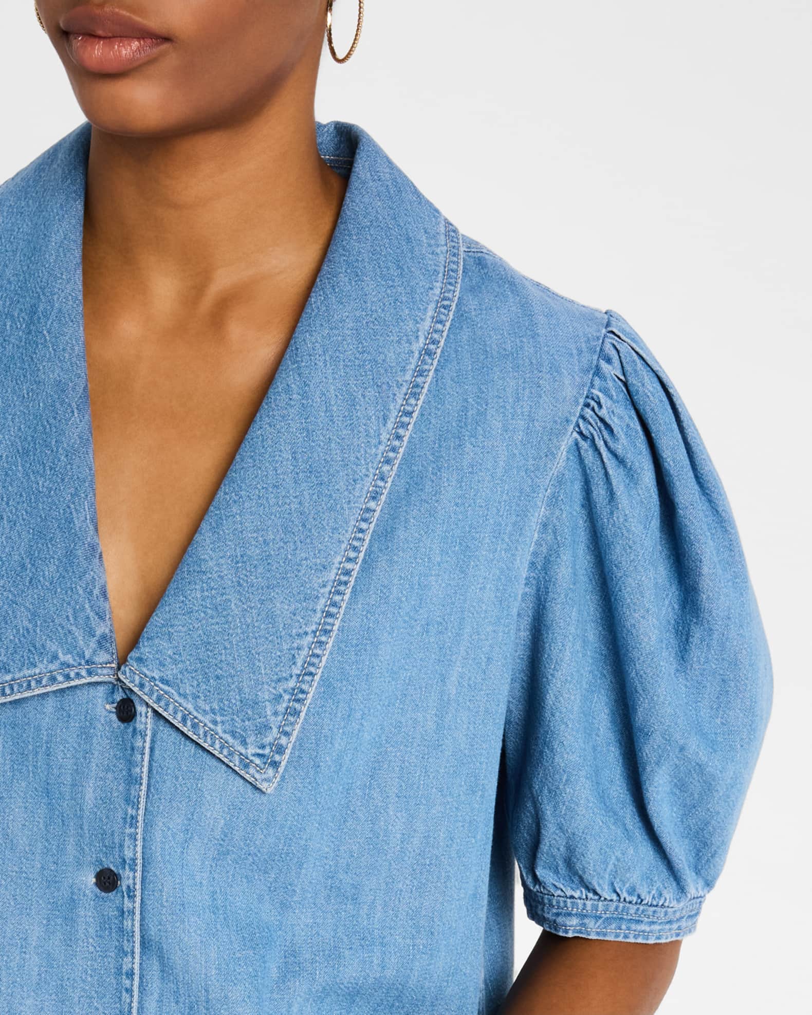 FRAME Denim Sailor Blouse | Neiman Marcus