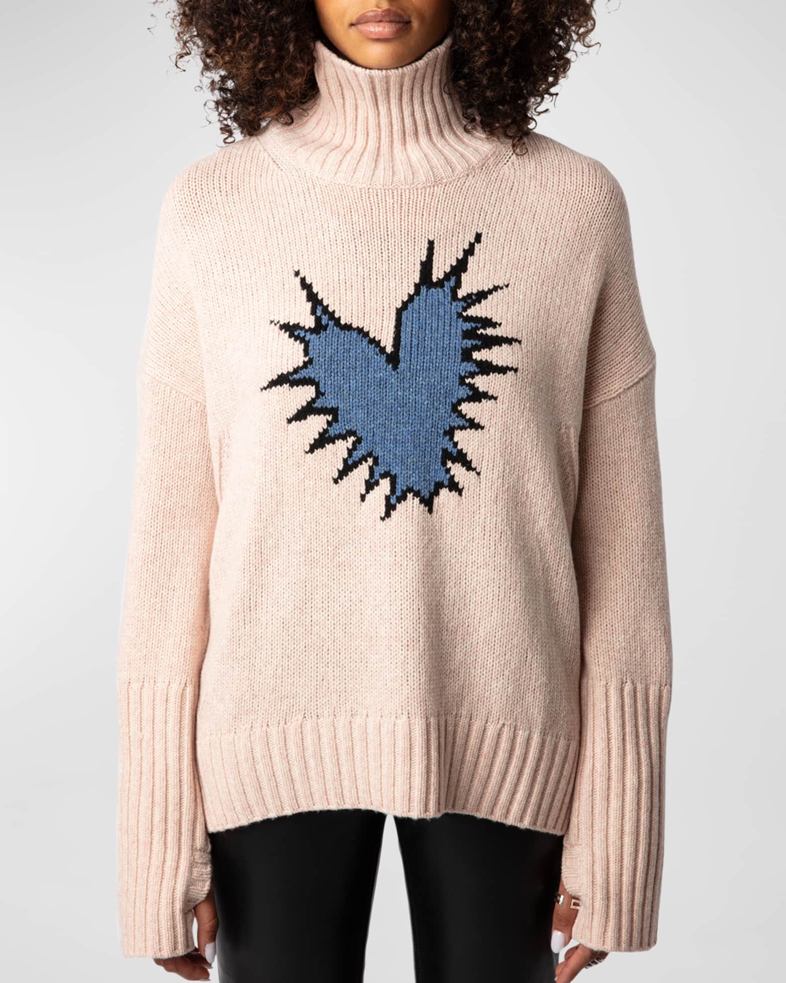 Zadig & Voltaire Alma Merino Wool Heart Spike Sweater | Neiman Marcus