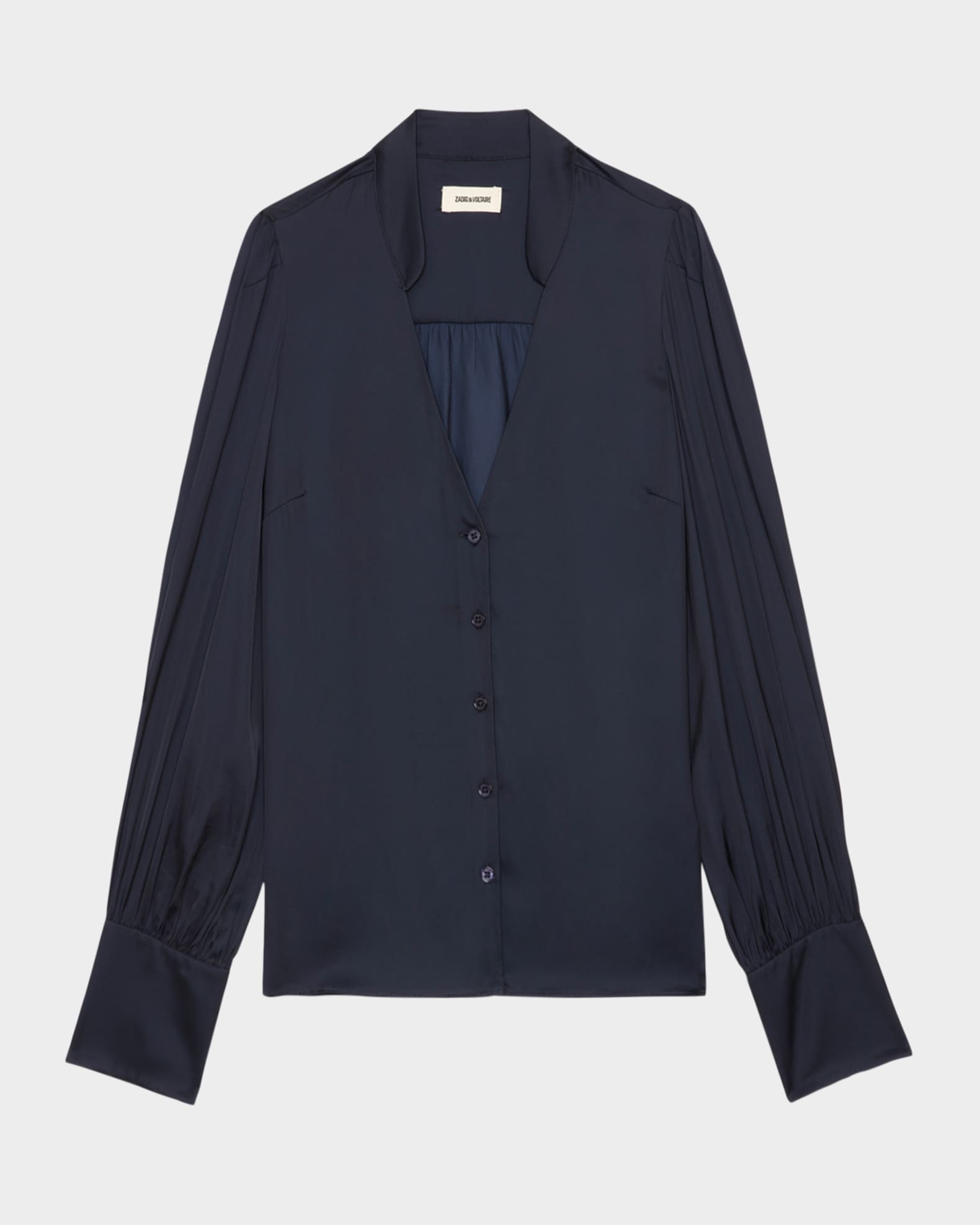 Zadig & Voltaire Tinous Split-Neck Bishop-Sleeve Satin Blouse | Neiman ...