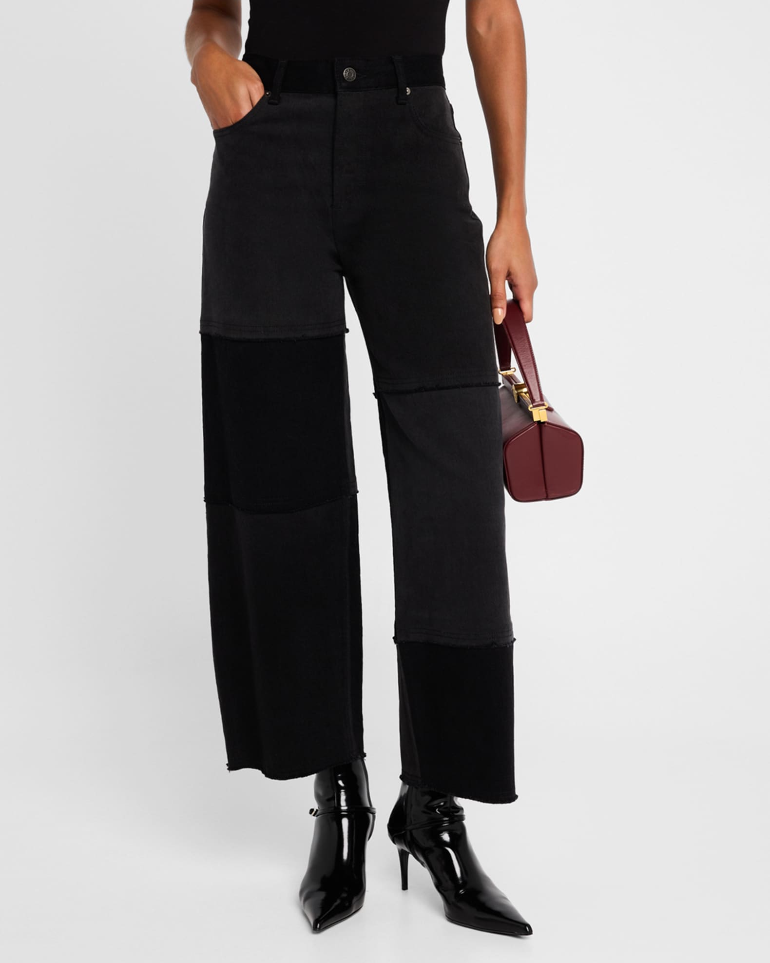 Rails Getty Cropped Wide-Leg Patchwork Jeans | Neiman Marcus