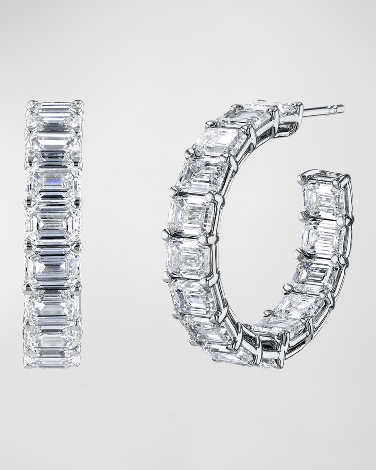 Neiman Marcus Diamonds 18K Gold East-West Emerald-Cut Diamond Hoop ...
