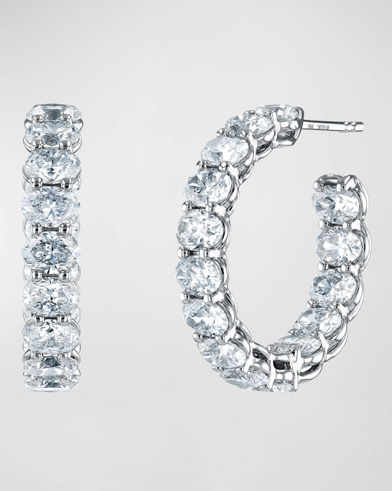 Neiman Marcus Diamonds 18K Gold East-West Oval-Cut Diamond Hoop ...