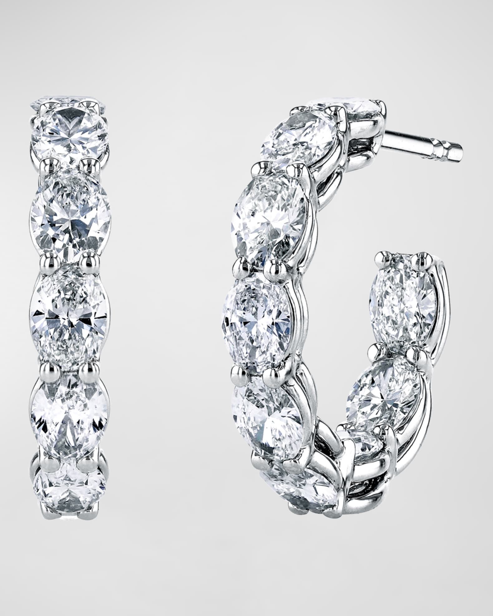 Neiman Marcus Diamonds 18K Gold North-South Oval-Cut Diamond Hoop ...