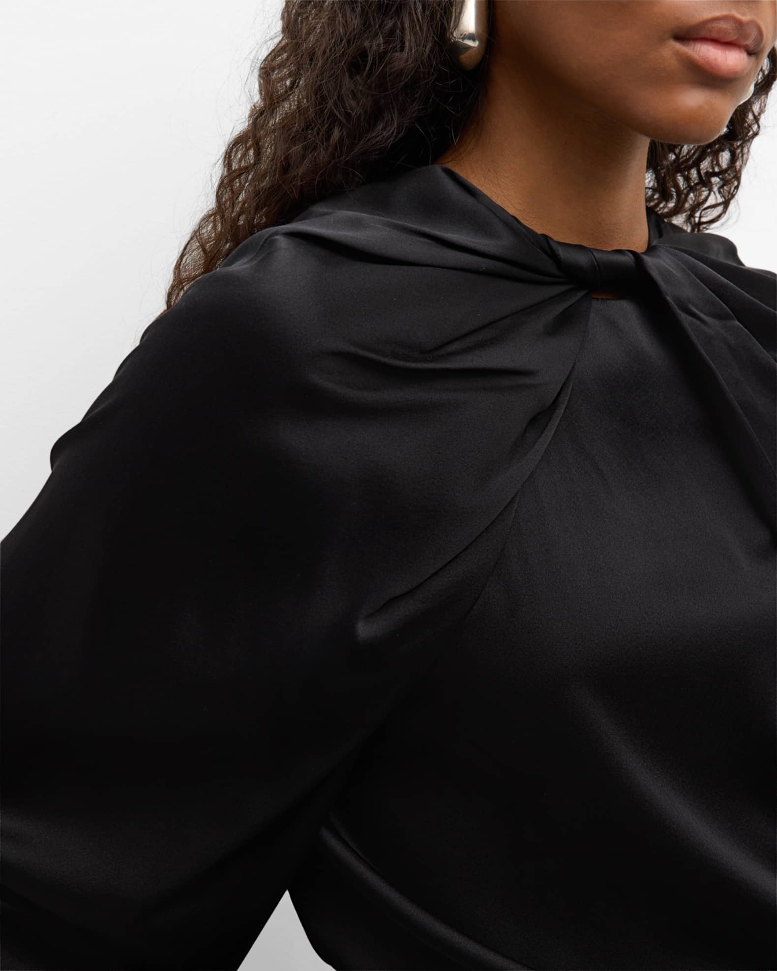 Max Mara Key Twisted Long-Sleeve Silk Blouse | Neiman Marcus