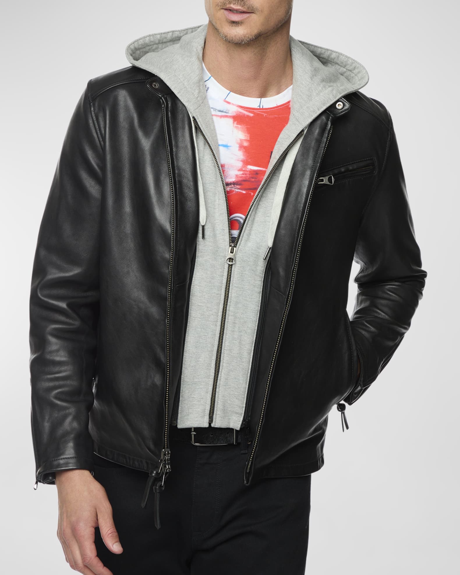 Robert Graham Men's Leather Moto Jacket | Neiman Marcus