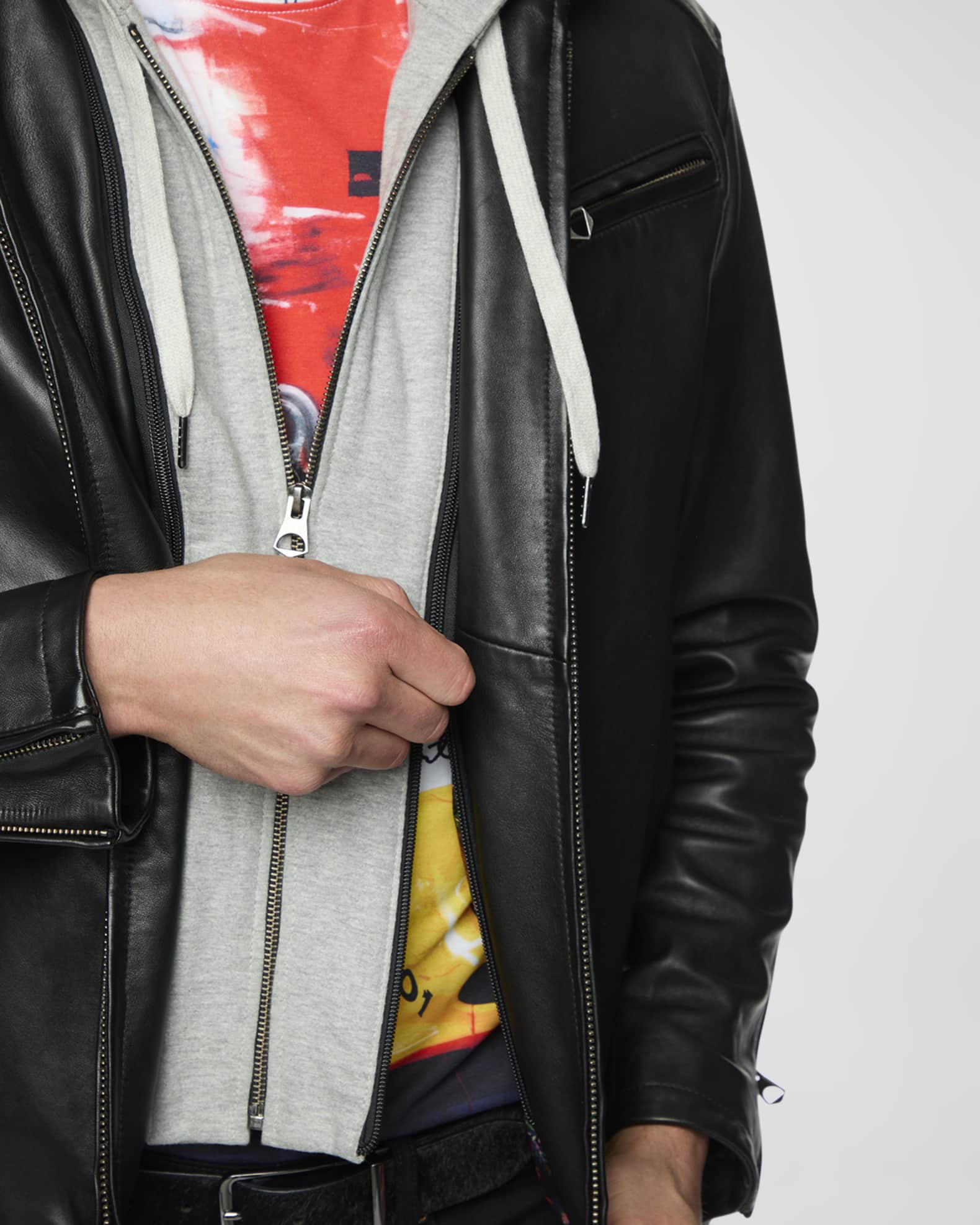 Robert Graham Men's Leather Moto Jacket | Neiman Marcus