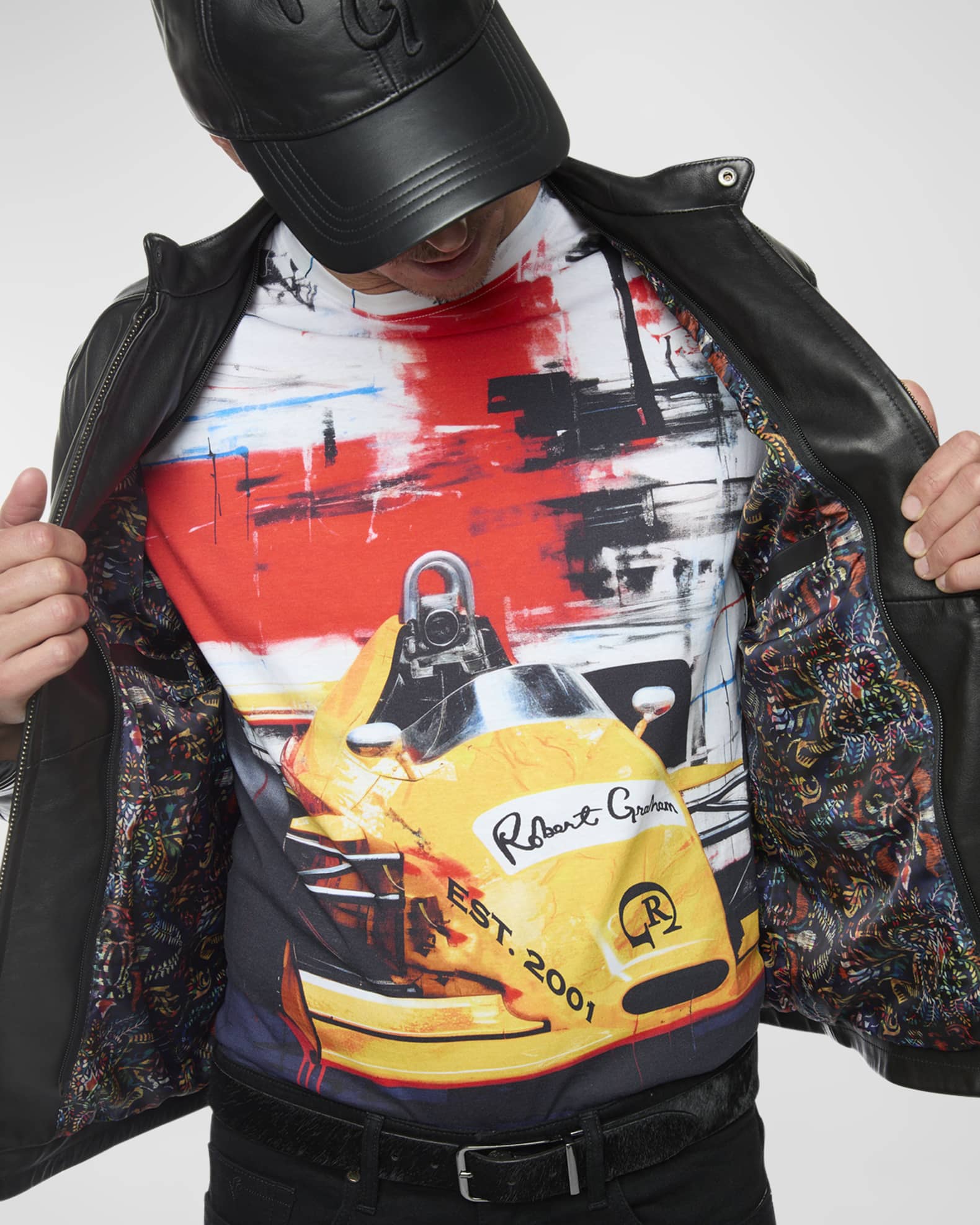 Robert Graham Men's Leather Moto Jacket | Neiman Marcus