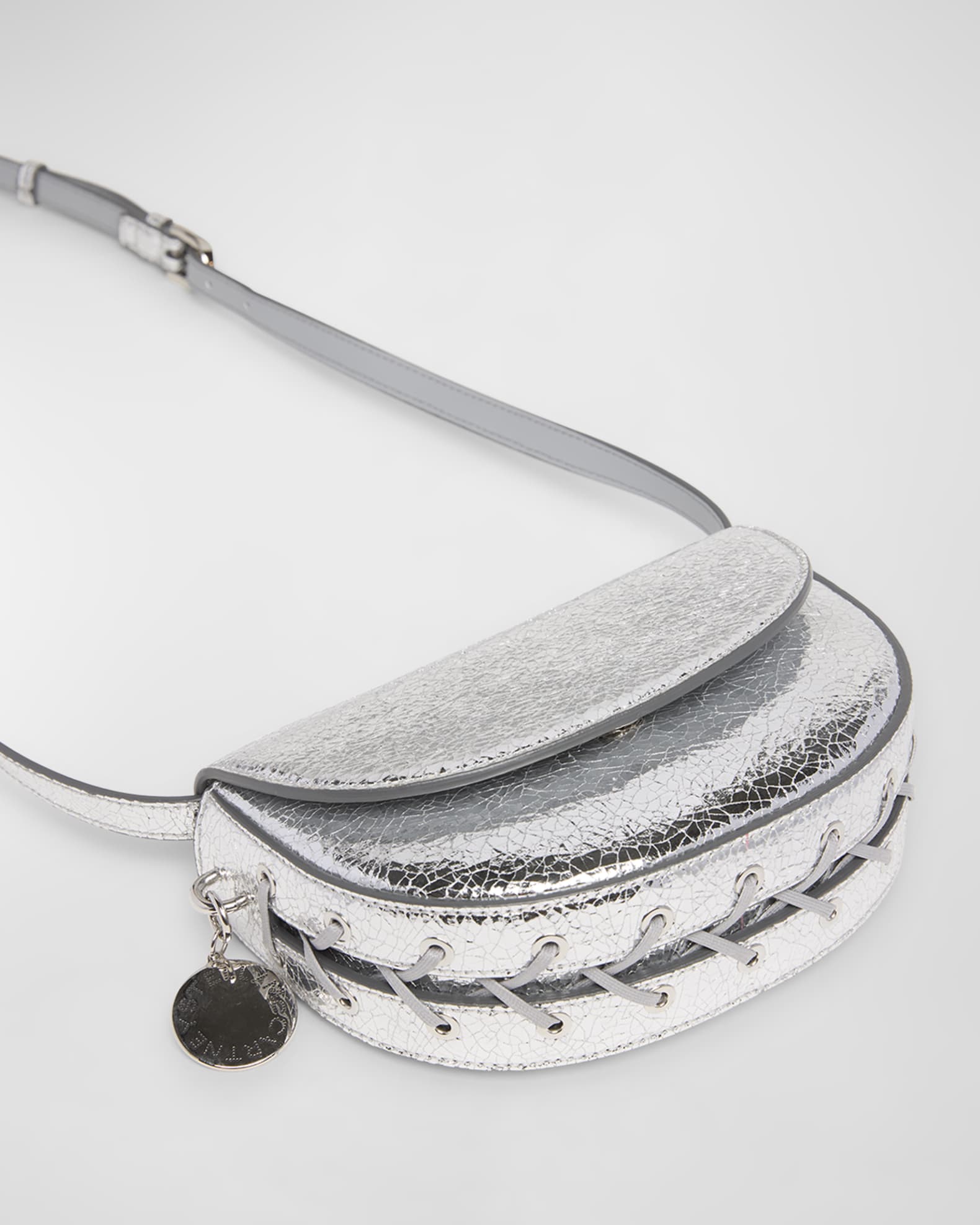 Stella McCartney Frayme Crackled Metallic Alt-Leather Medium Flap ...