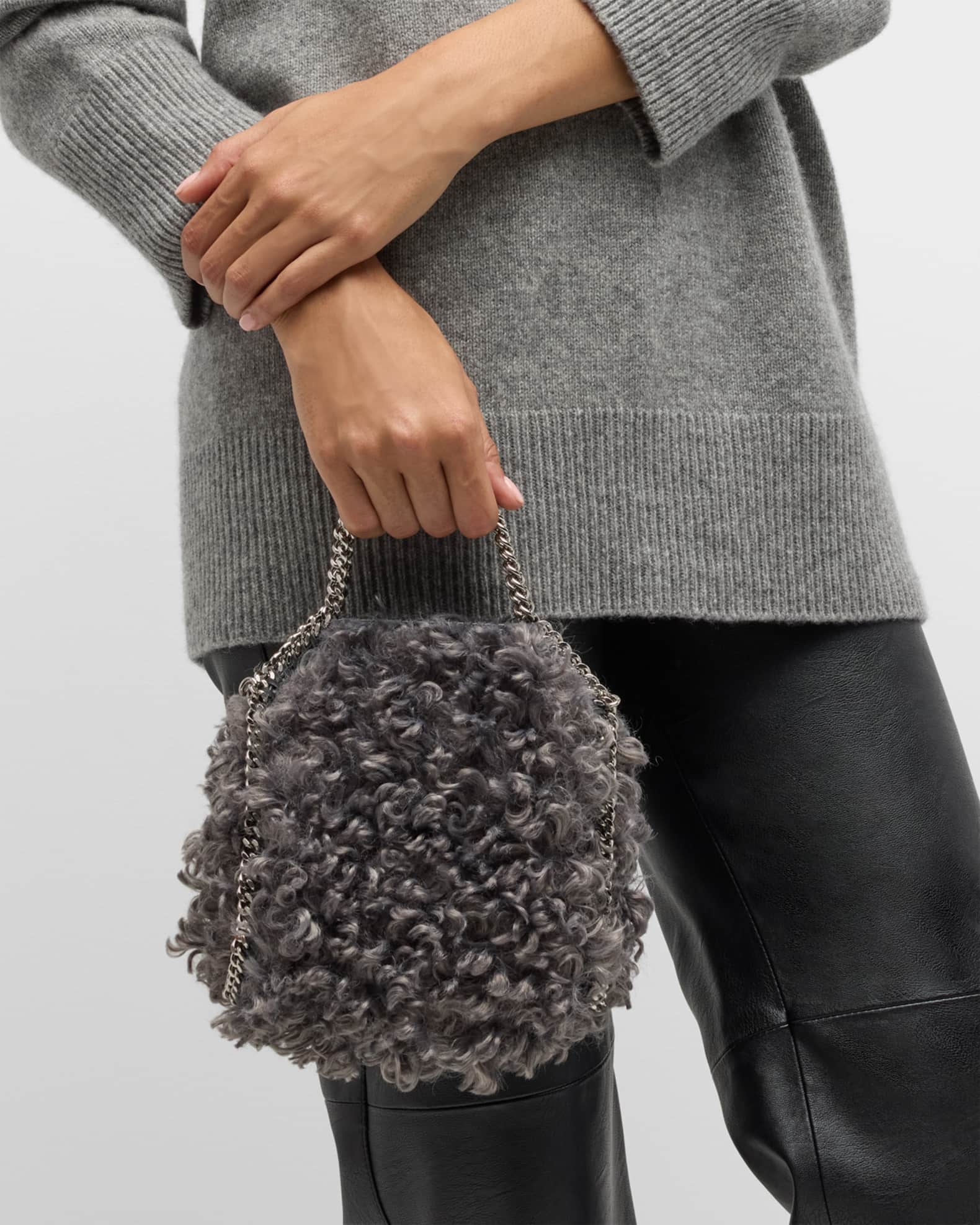 Stella McCartney Falabella Tiny Plush Faux-Fur Tote Bag | Neiman Marcus