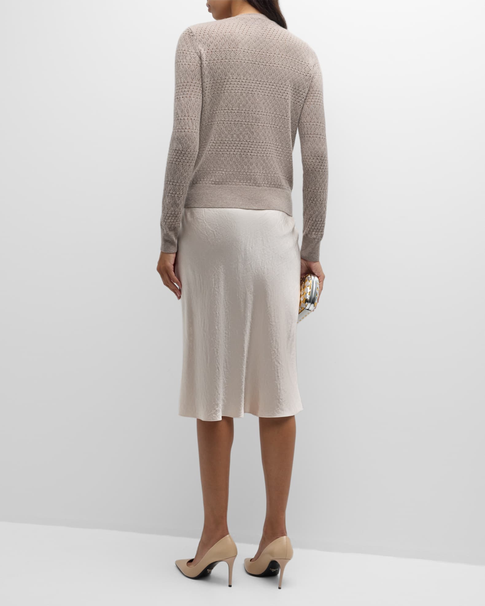 Neiman Marcus Cashmere Collection Cashmere Pointelle Stitch Cardigan ...