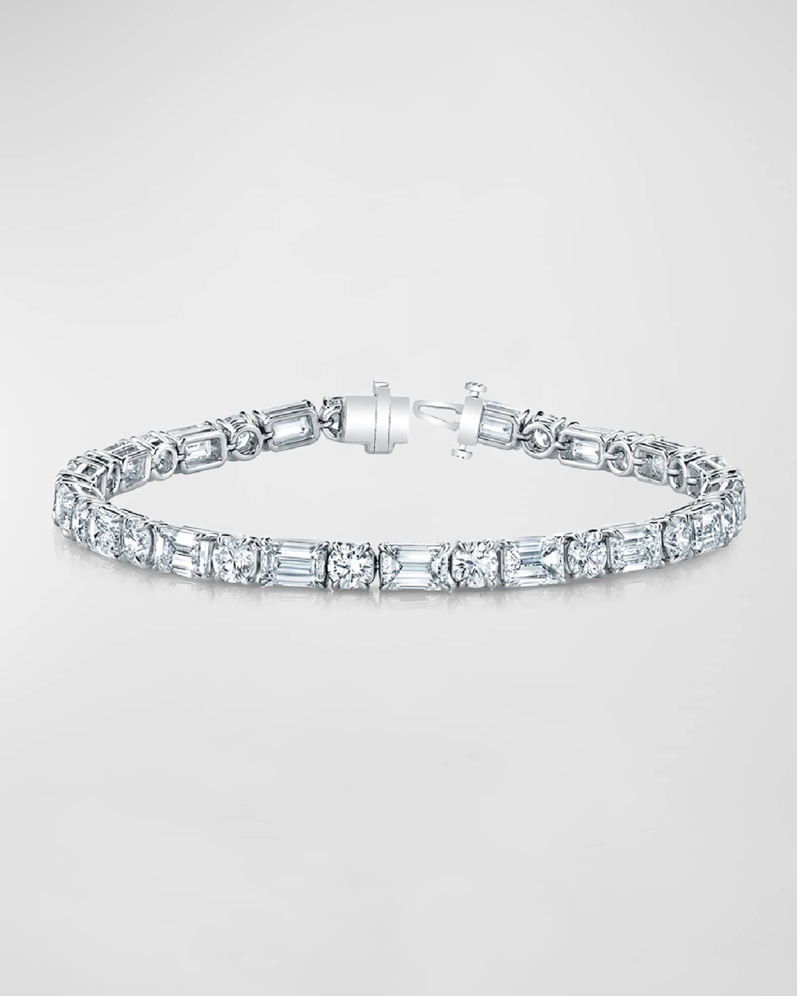 7" Alternating East West Prong Set Emerald And Round Diamond Bracelet ...
