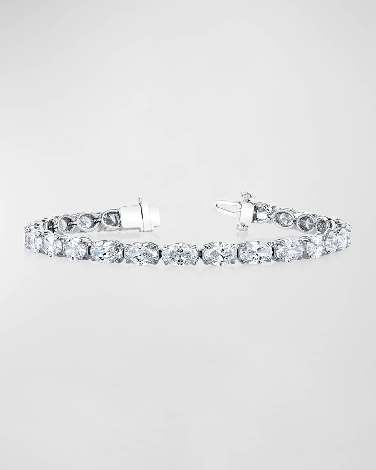 7" East West Prong Set Oval Cut Diamond Tennis Bracelet 7.40Ct ...