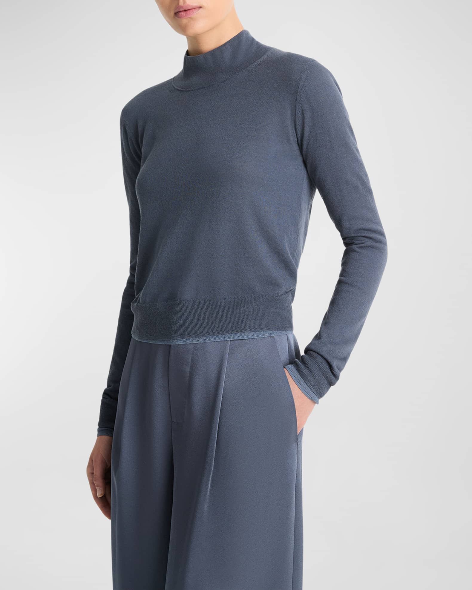 Vince Double-Layer Turtleneck T-Shirt | Neiman Marcus