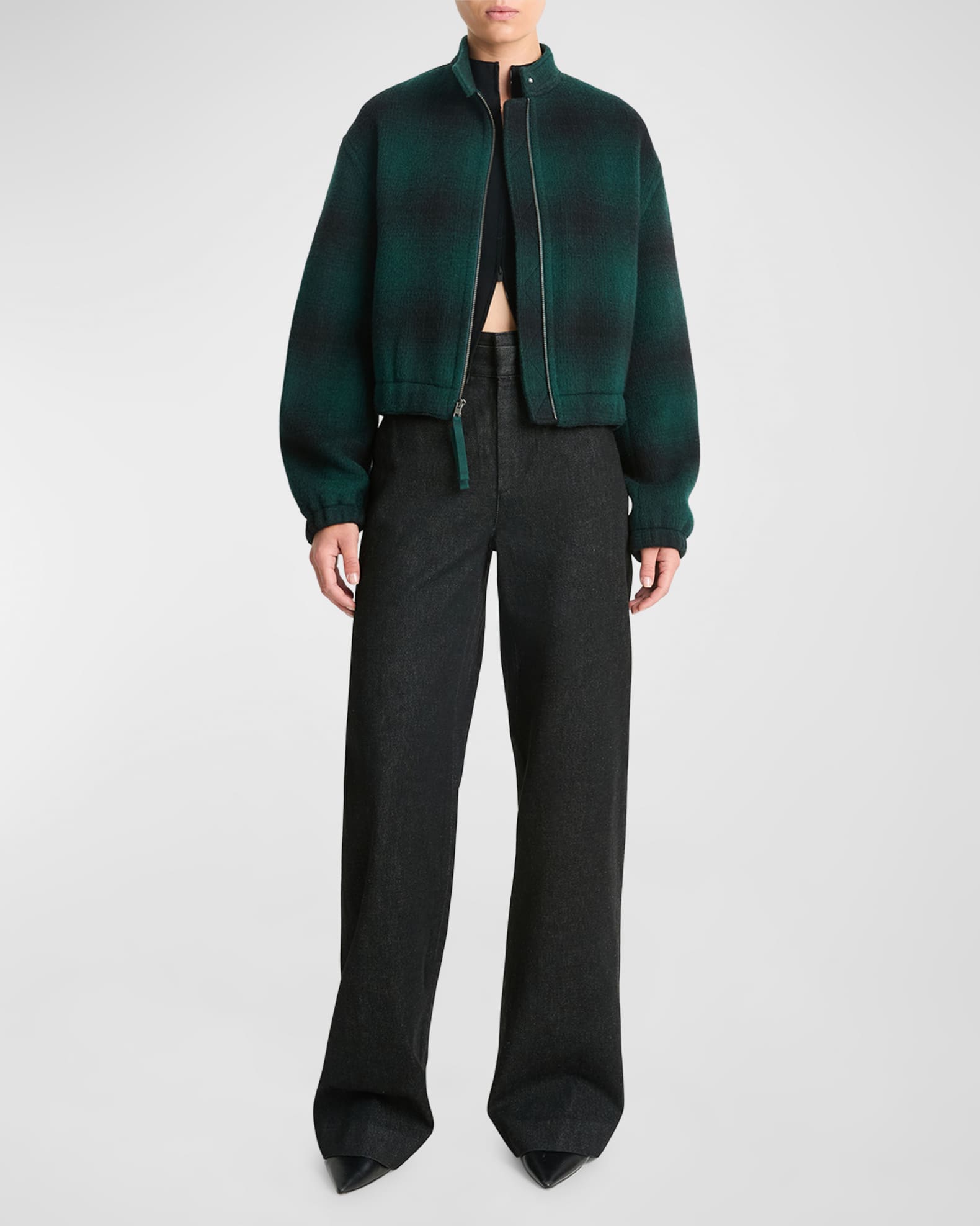 Vince Shadow Plaid Bomber Jacket | Neiman Marcus