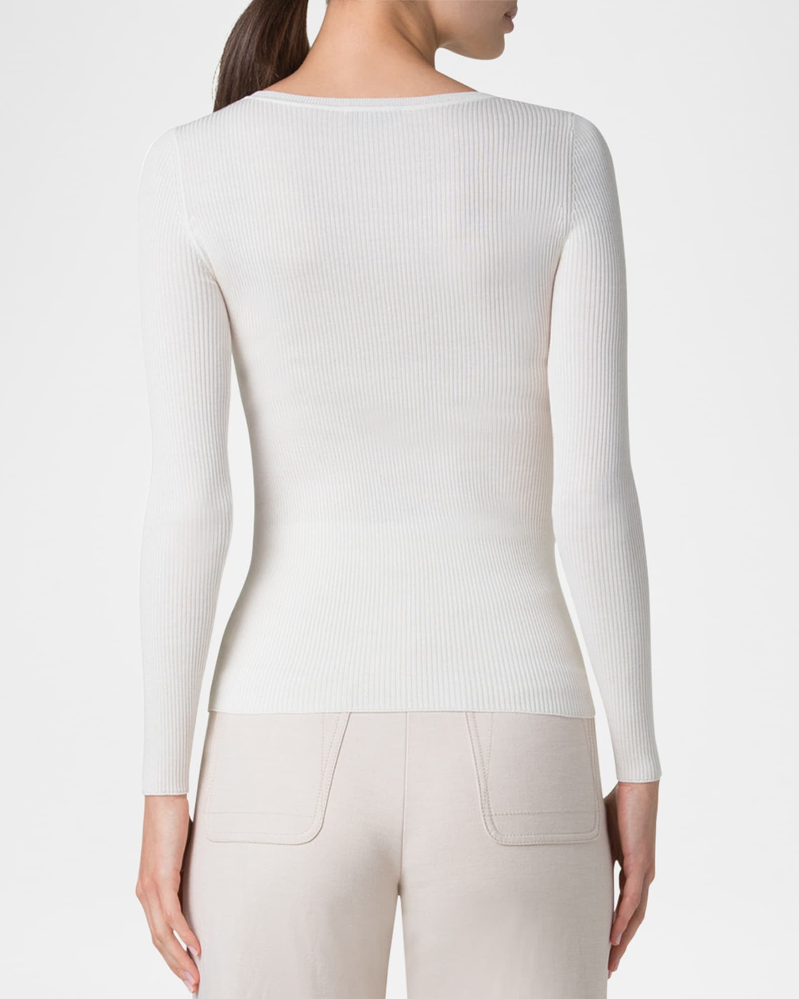 Akris Fitted Rib-Knit Sweater | Neiman Marcus