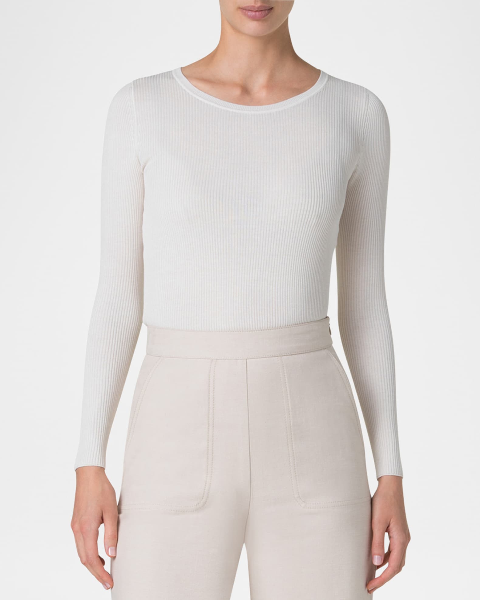 Akris Fitted Rib-Knit Sweater | Neiman Marcus