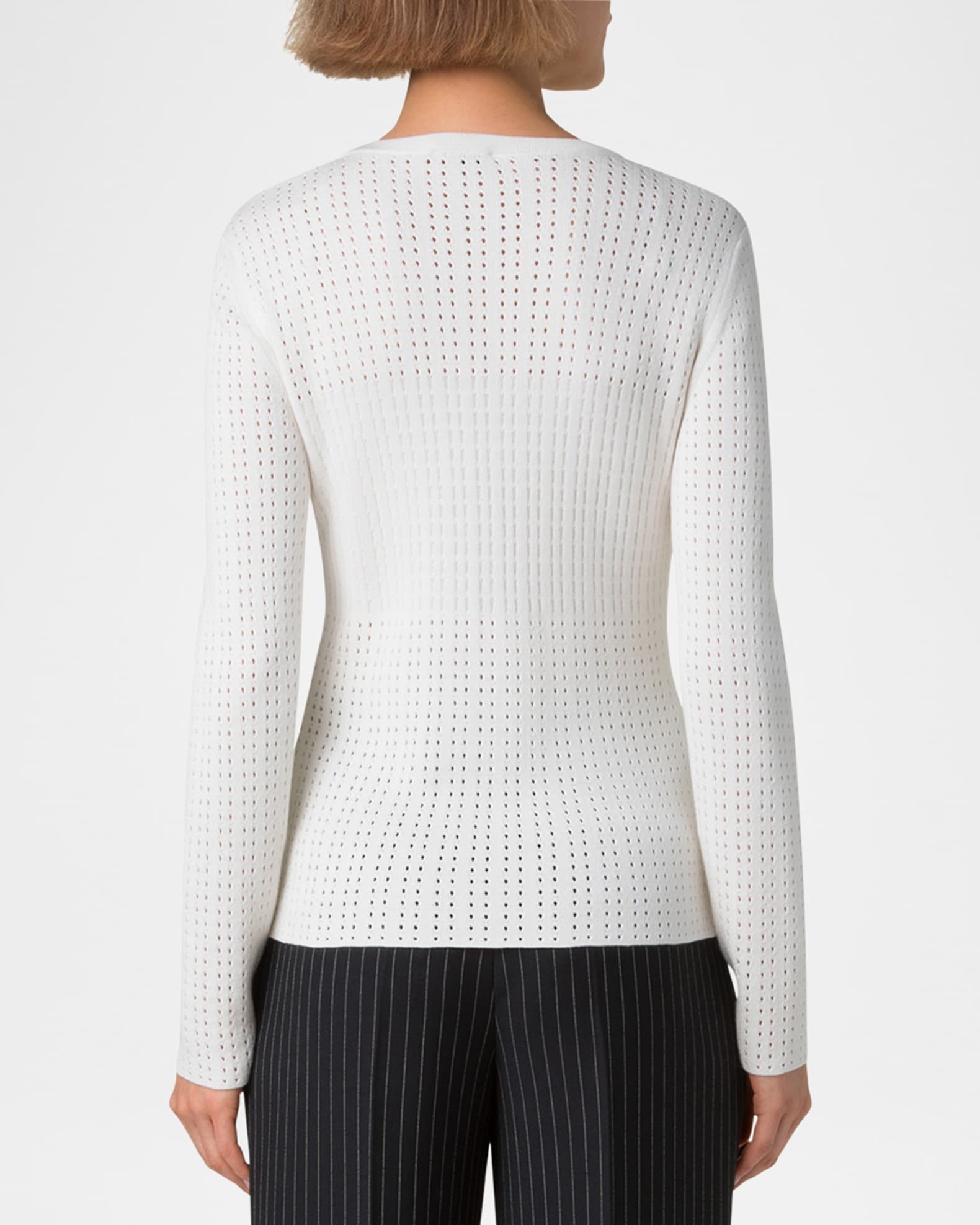 Akris Fitted Ajoure Knit Sweater | Neiman Marcus