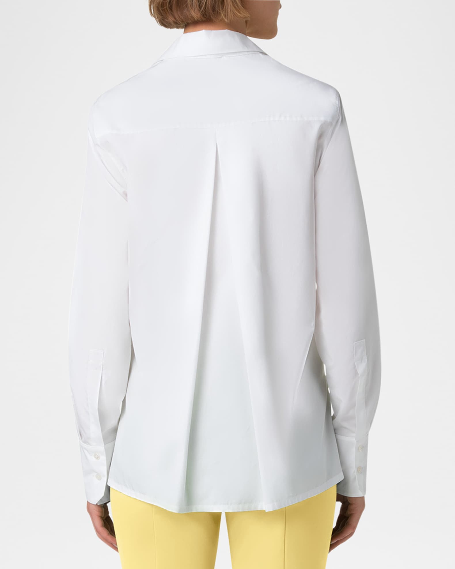 Akris Folding Collar Pleated Cotton Poplin Blouse | Neiman Marcus