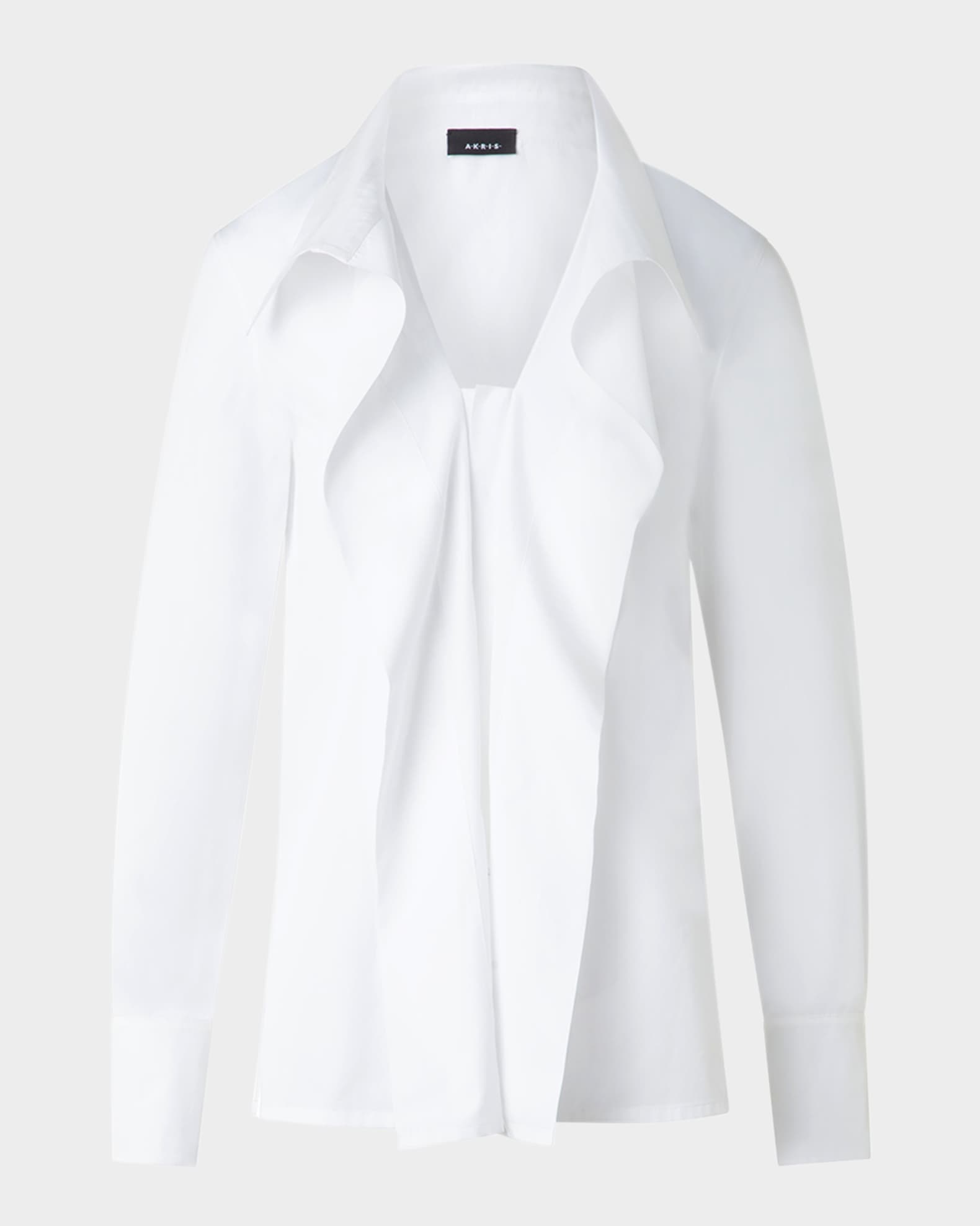 Akris Folding Collar Pleated Cotton Poplin Blouse | Neiman Marcus