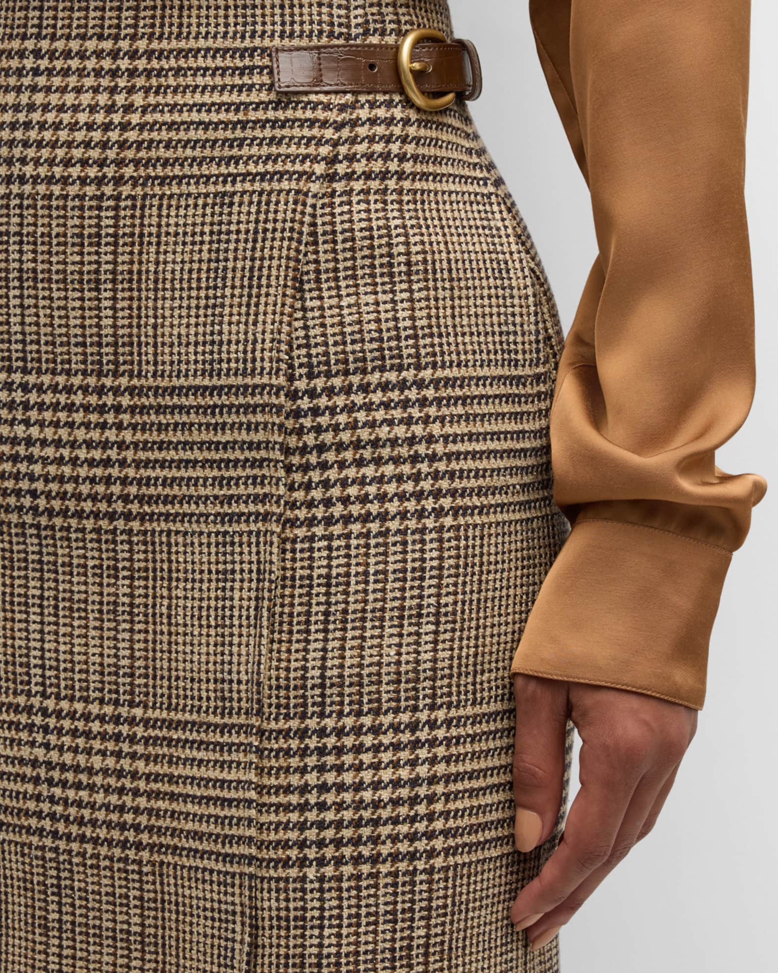 RECTO Amber Check Wrap Midi Skirt | Neiman Marcus