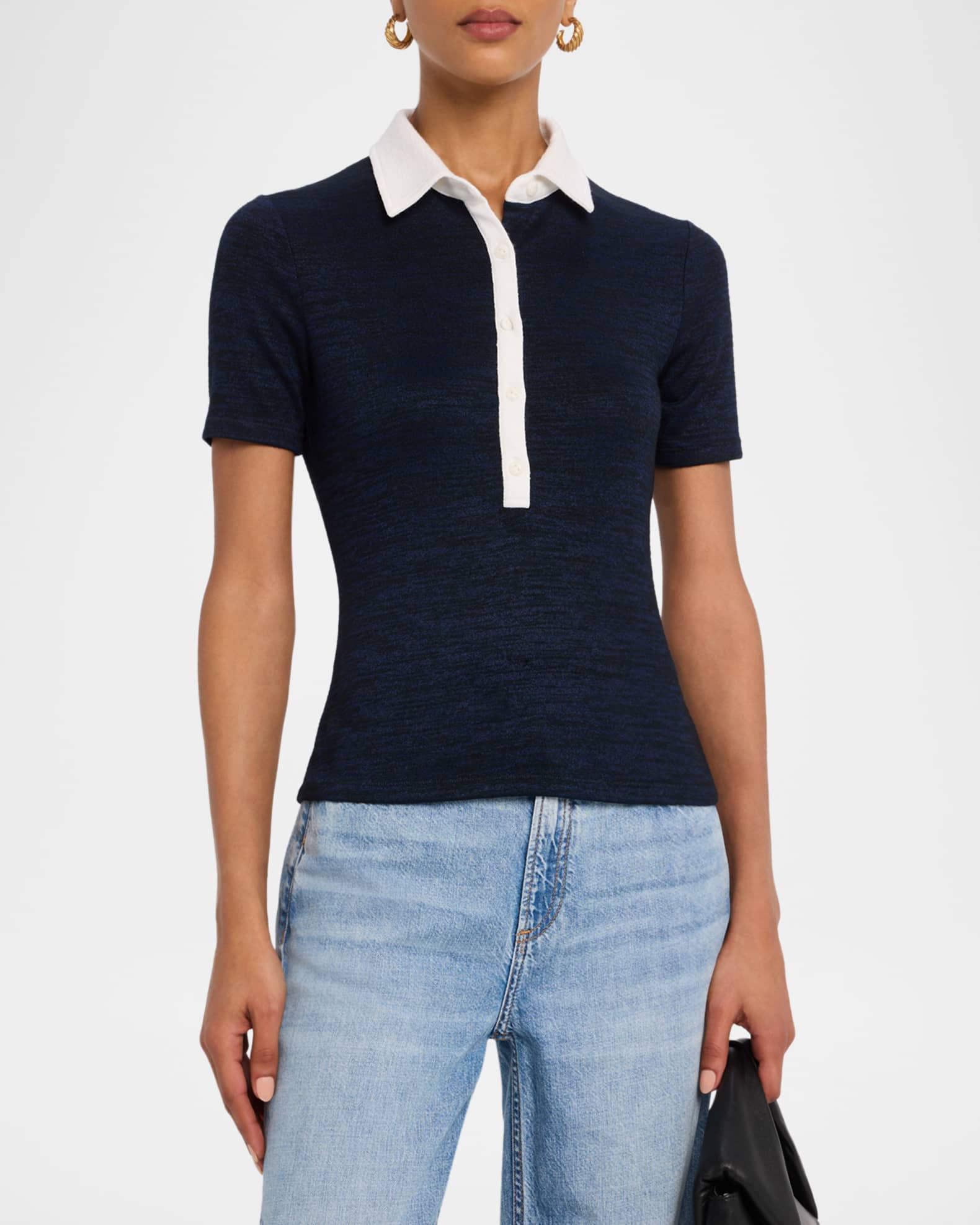 Rag & Bone The Knit Button Polo Top | Neiman Marcus