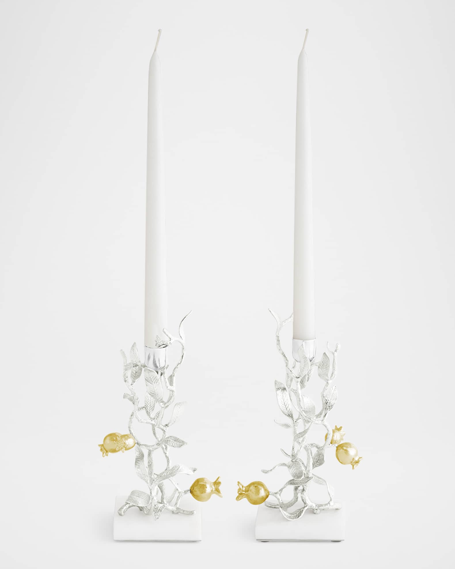 Michael Aram Pomegranate Silver & Gold Candleholders with 24K Goldplate ...