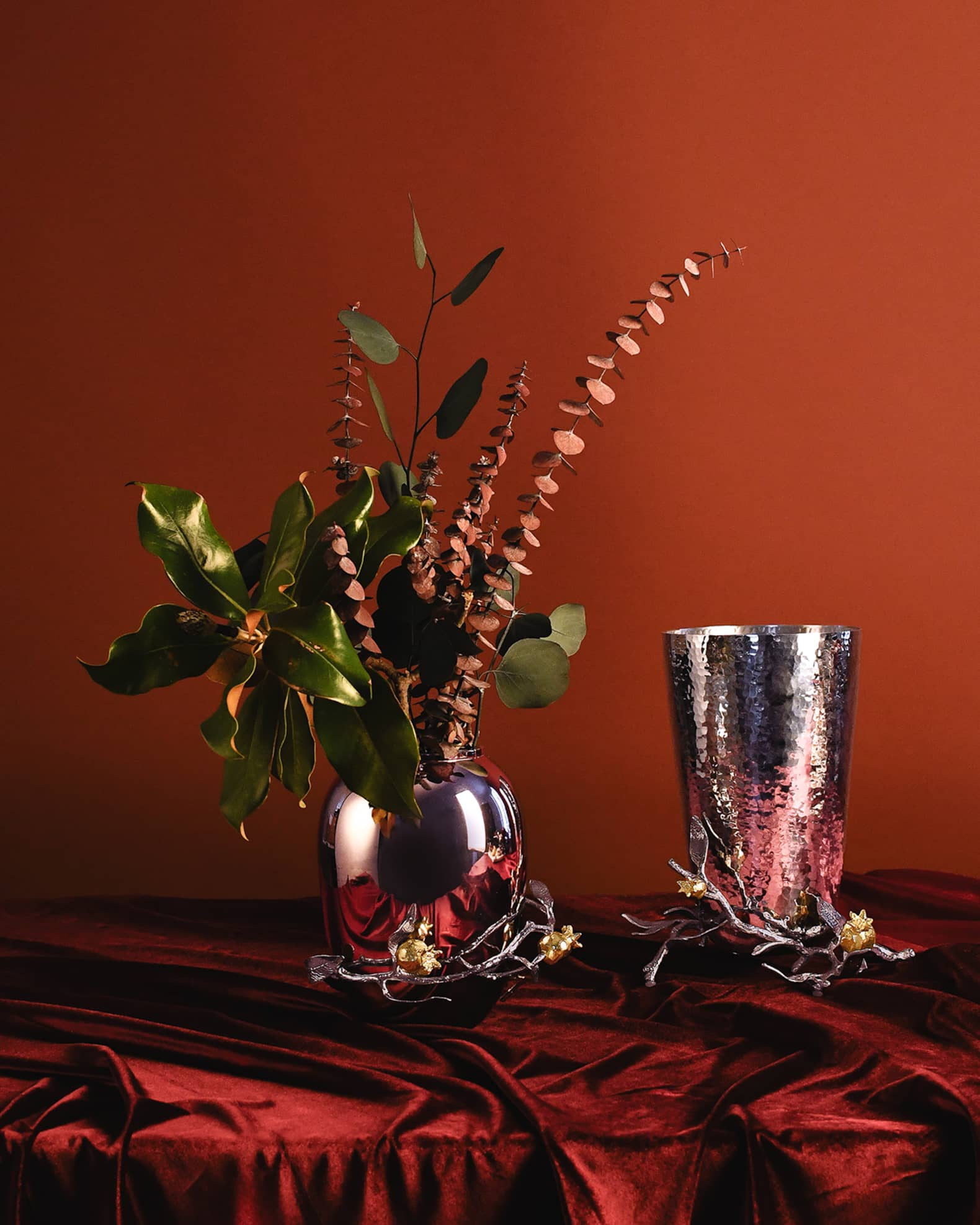 Michael Aram Pomegranate Silver & Gold Vase with 24K Goldplate | Neiman ...