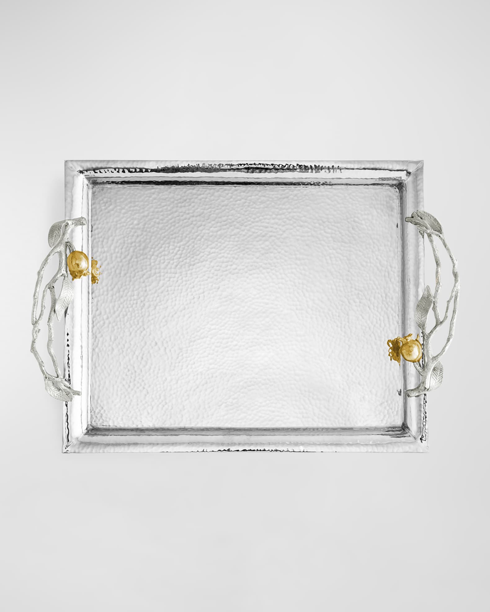 Michael Aram Pomegranate Silver & Gold Serving Tray with 24K Goldplate ...