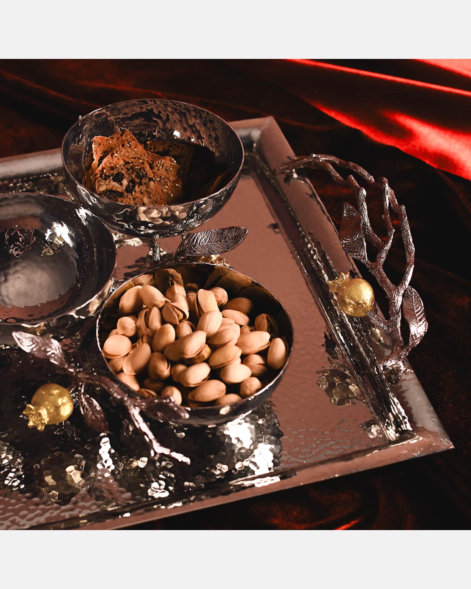 Michael Aram Pomegranate Silver & Gold Serving Tray with 24K Goldplate ...