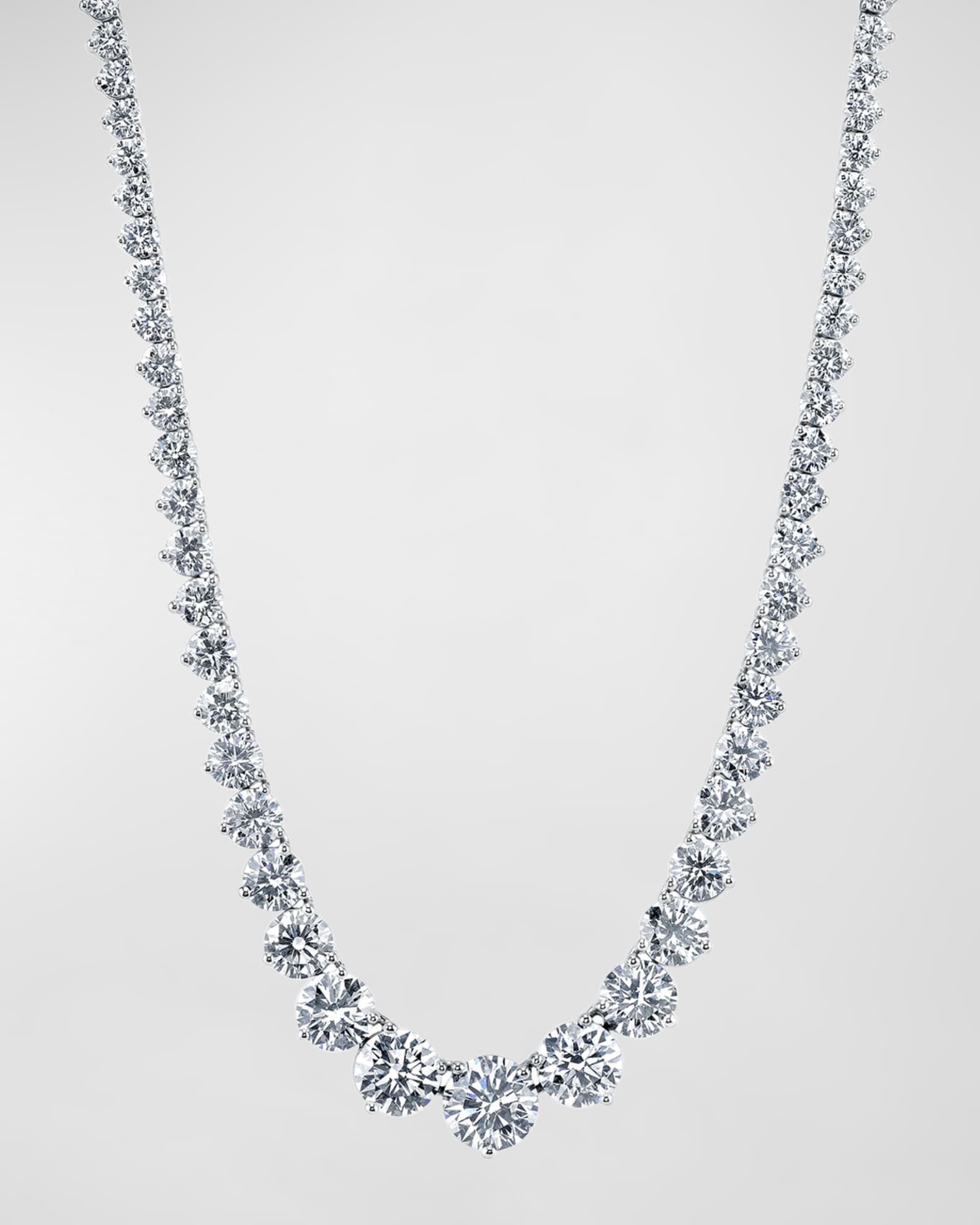 Neiman Marcus Diamonds 18K Gold 3-Prong Riviera 16" Diamond Necklace ...