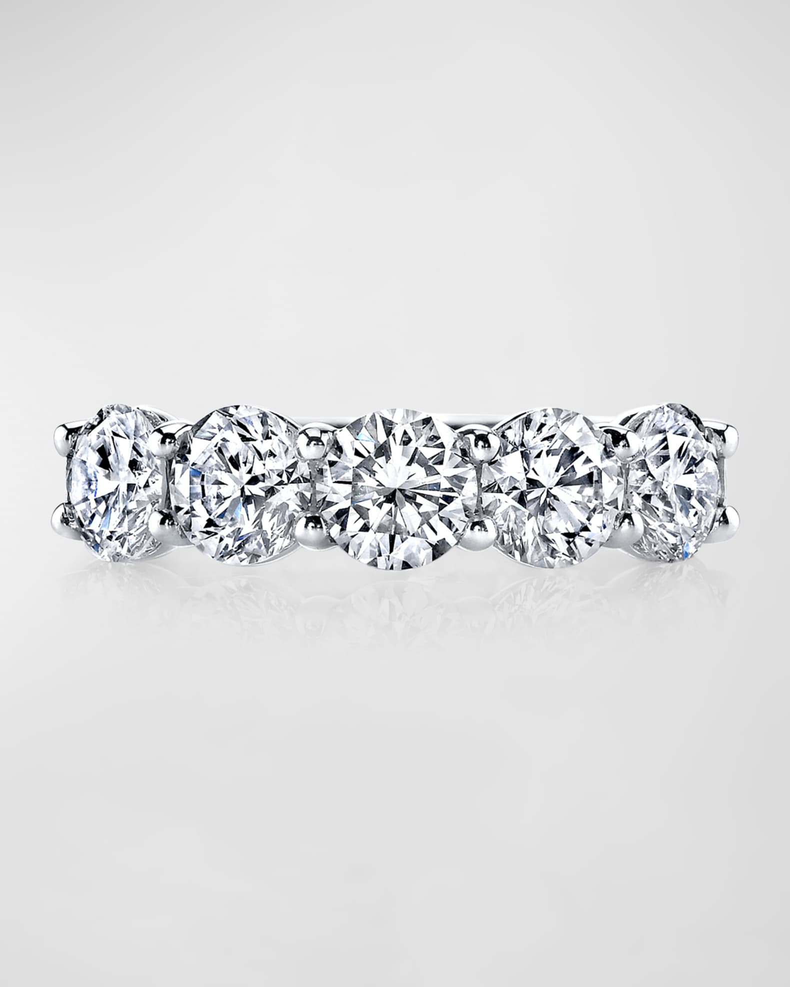 Neiman Marcus Diamonds Platinum 5 Stone Band with Round Cut Diamonds, 2 ...