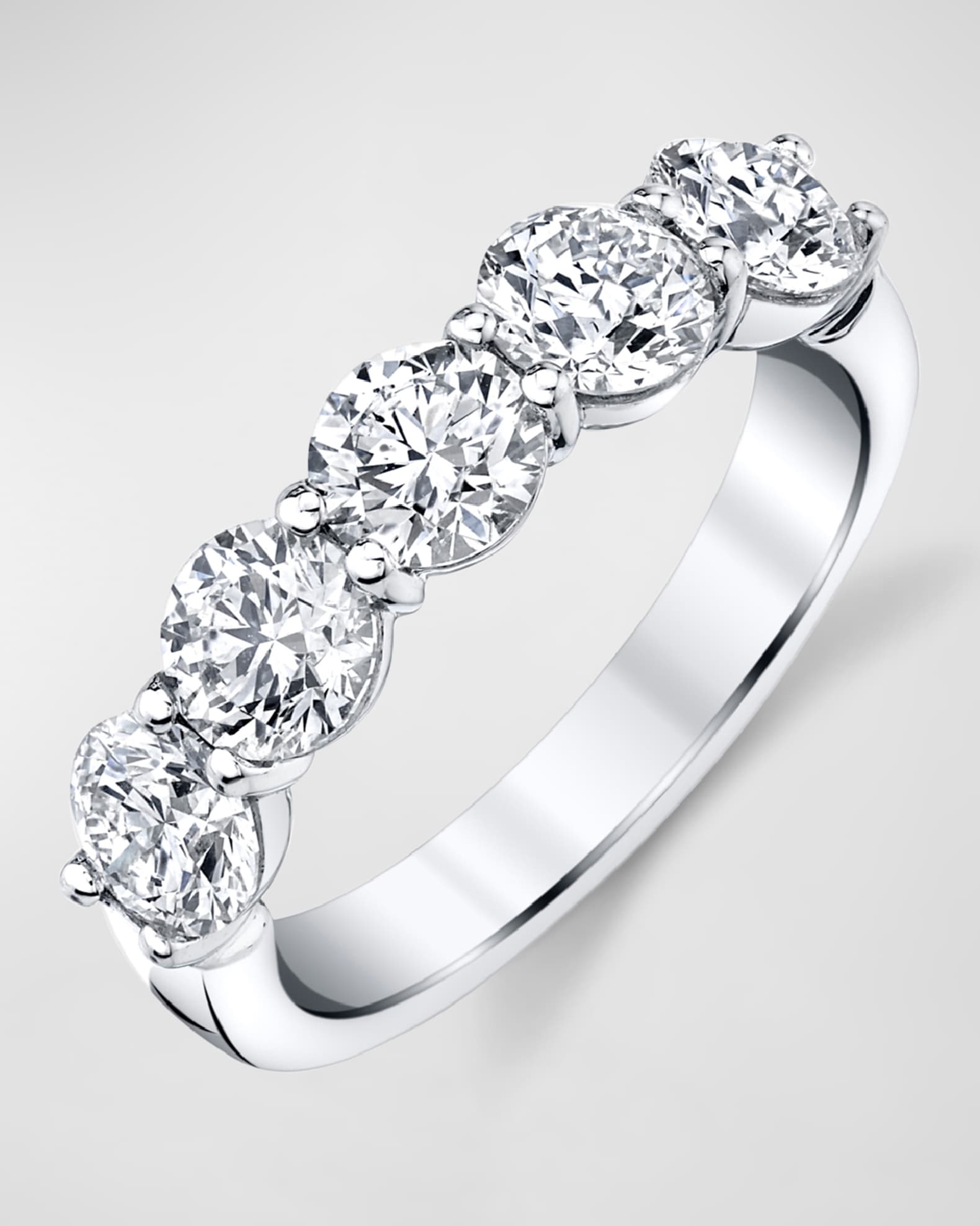 Neiman Marcus Diamonds Platinum 5 Stone Band with Round Cut Diamonds, 2 ...