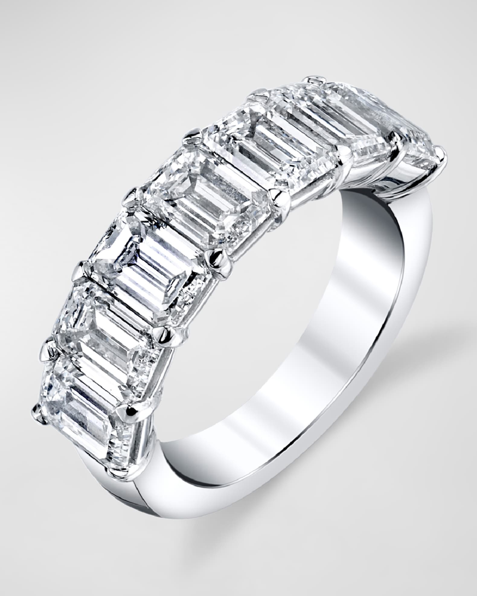 Neiman Marcus Diamonds 18K White Gold 7 Stone Band with Emerald Cut ...
