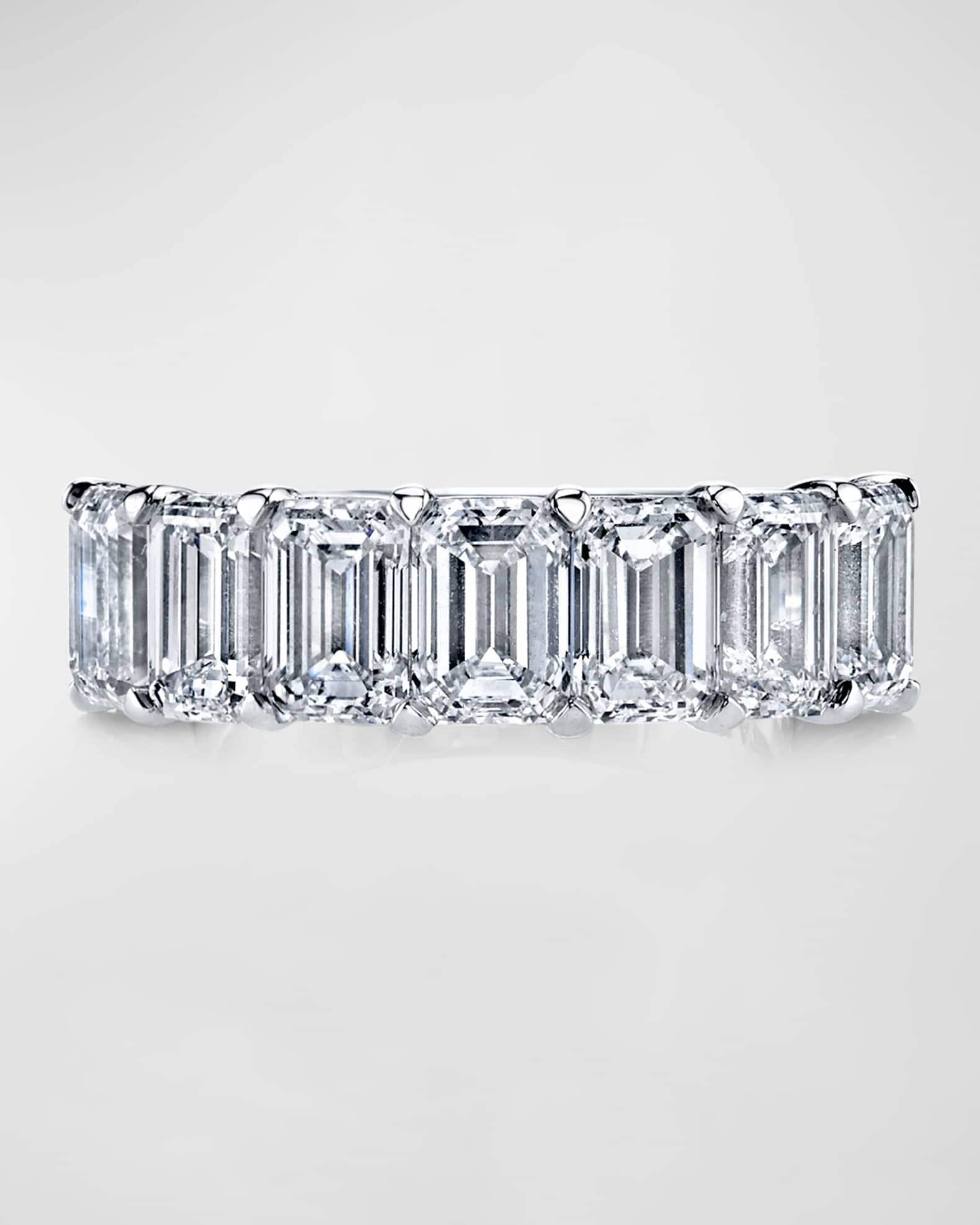 Neiman Marcus Diamonds Platinum 7 Stone Band with Emerald Cut Diamonds ...
