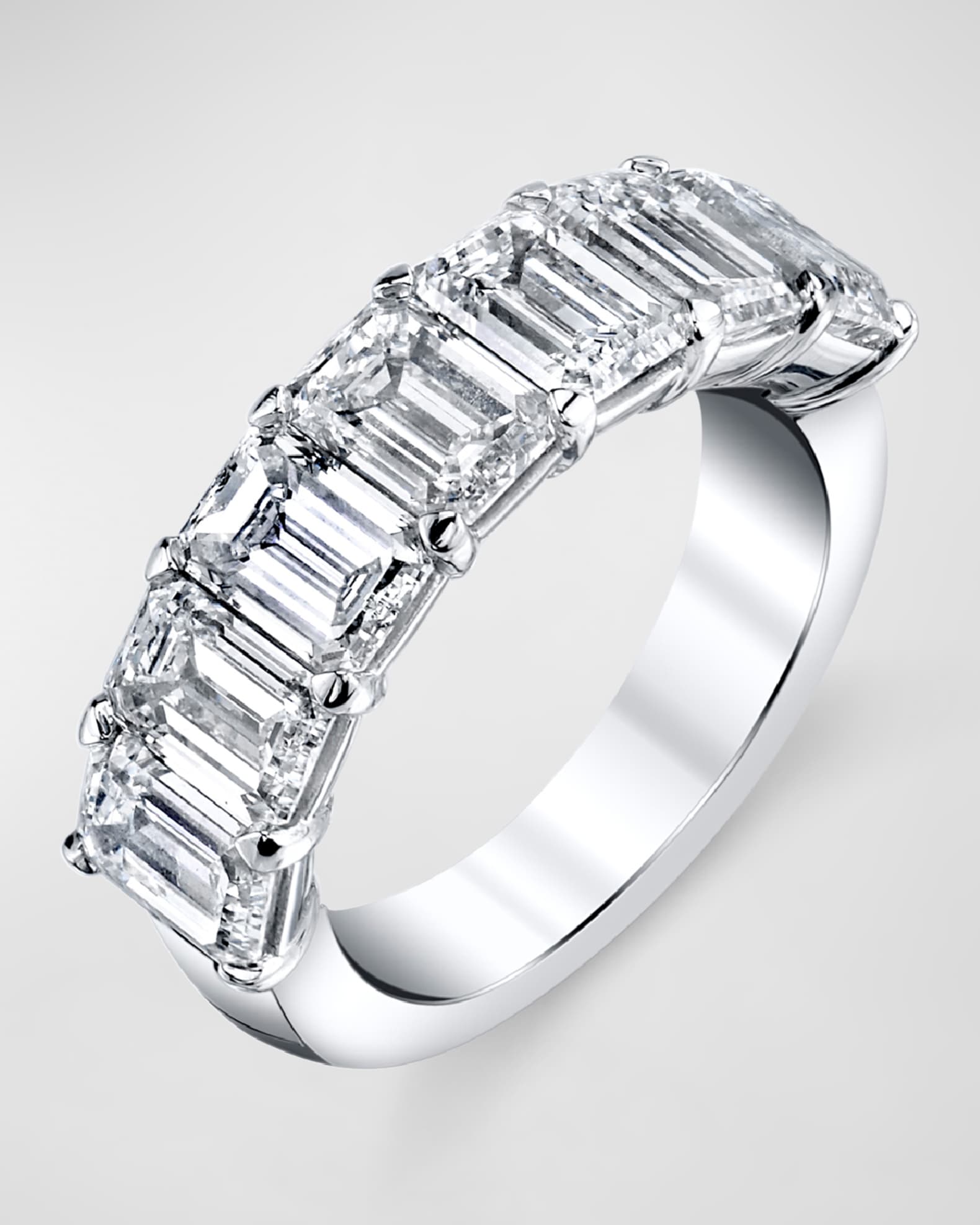 Neiman Marcus Diamonds Platinum 7 Stone Band with Emerald Cut Diamonds ...