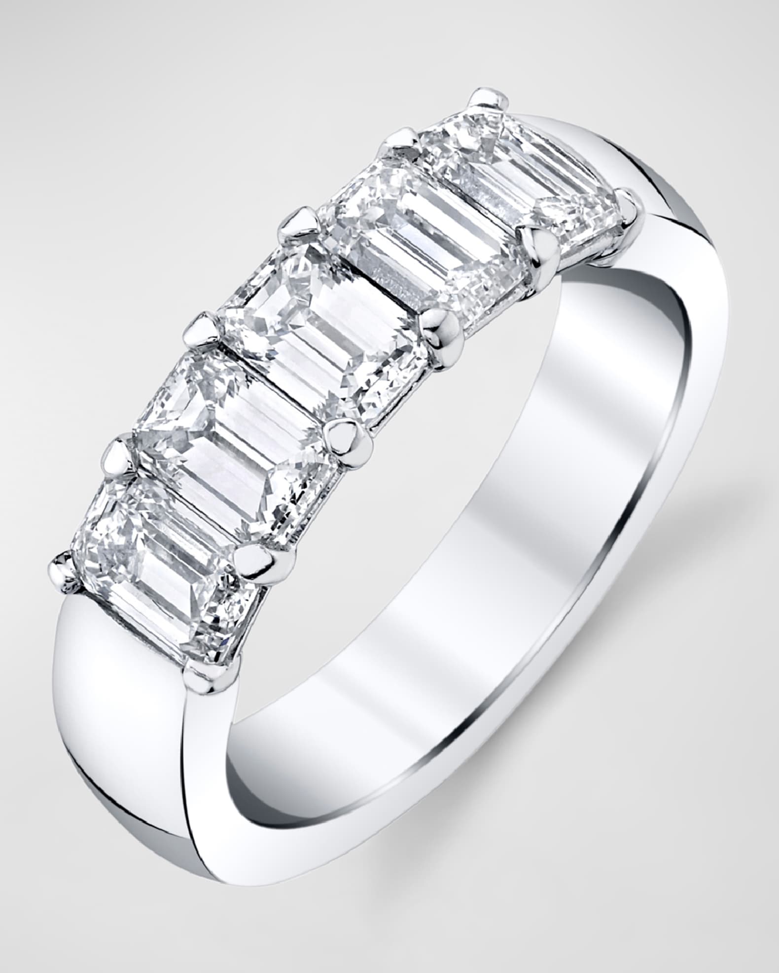Neiman Marcus Diamonds 18K White Gold 5 Stone Band with Emerald Cut ...