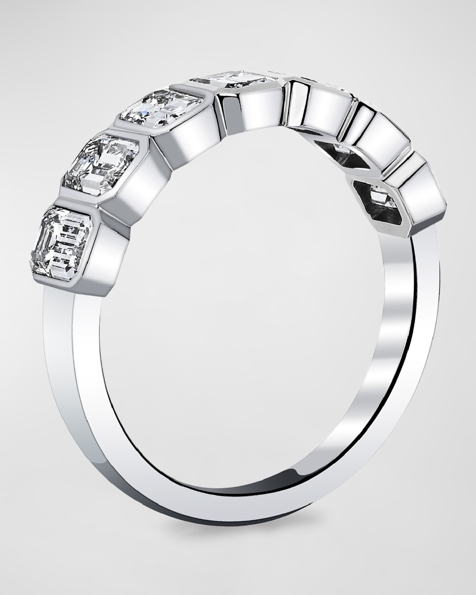 Seven Stone Band Bezel Set Emerald Cut Diamonds 2.30Ct Collection ...